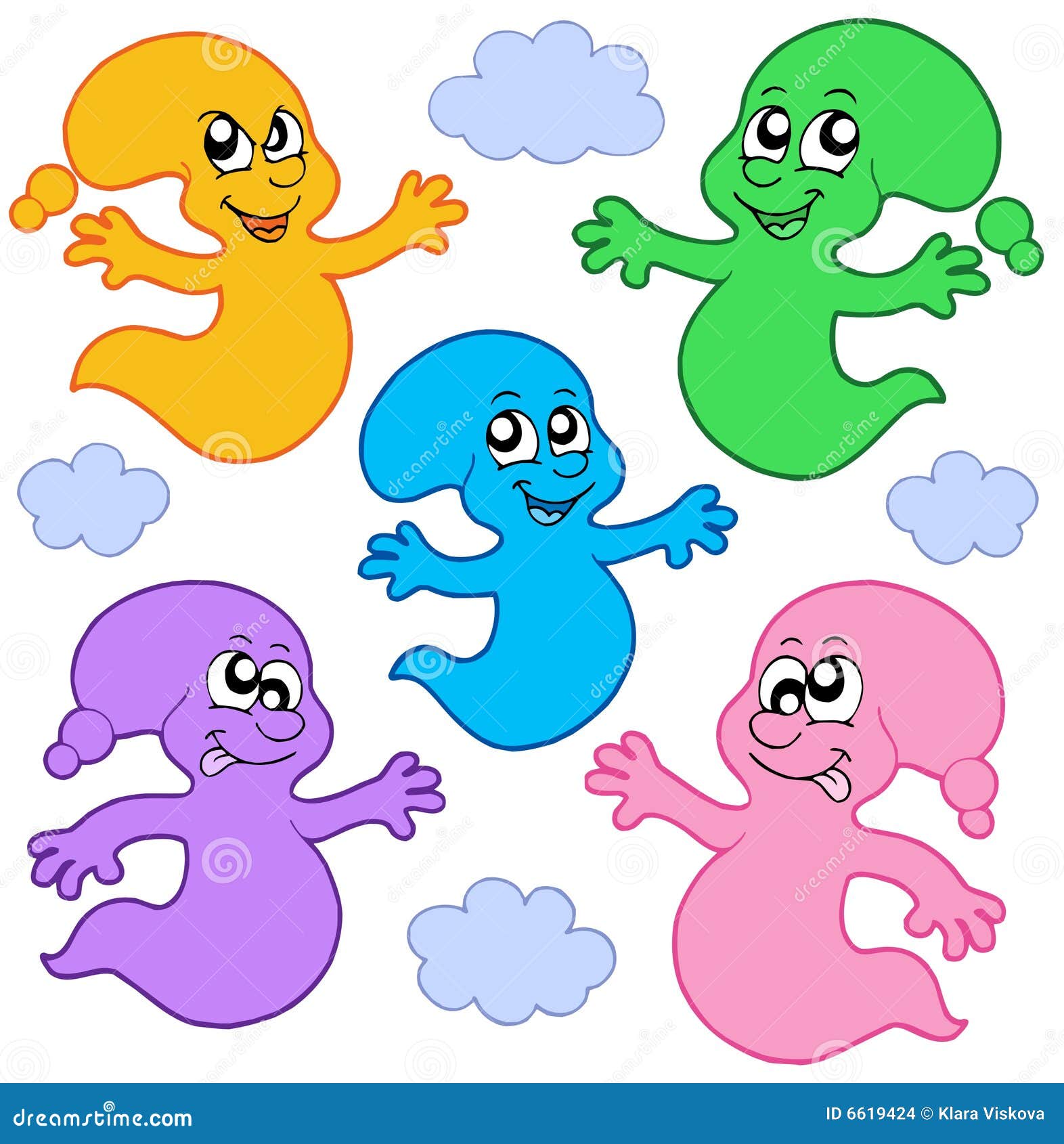 Cute color ghosts stock vector. Illustration of danger - 6619424