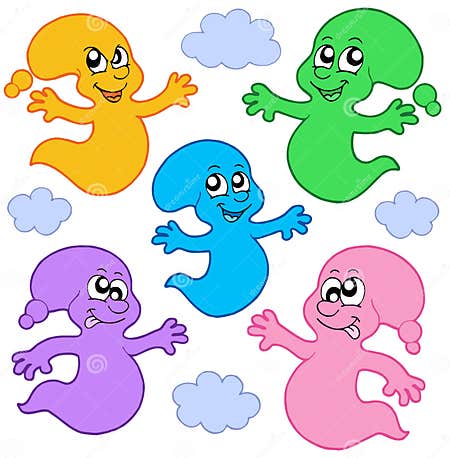 Cute color ghosts stock vector. Illustration of danger - 6619424