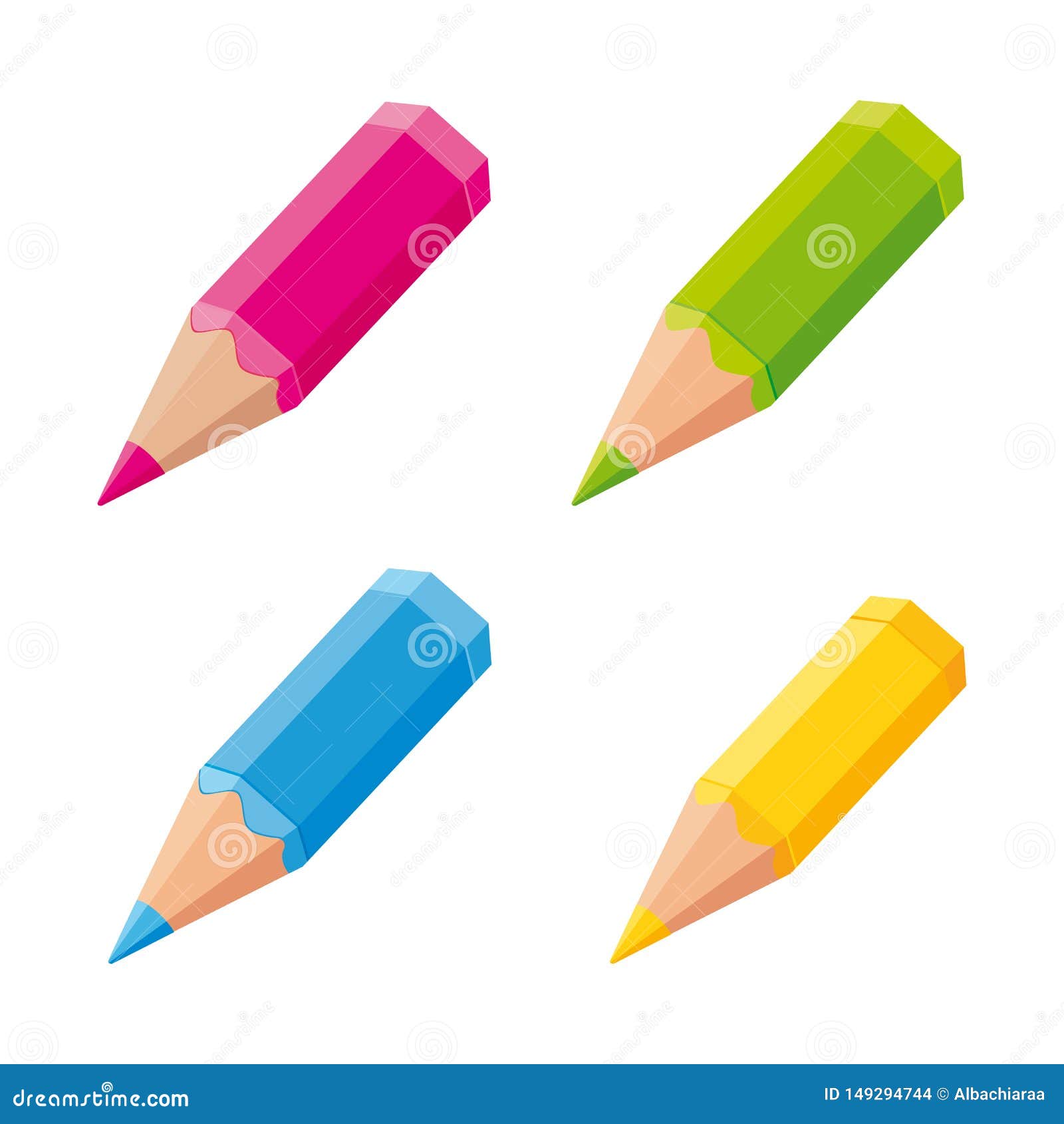 Cute Colored Pencils. Vector Icons Set. Stock Vector - Illustration of ...