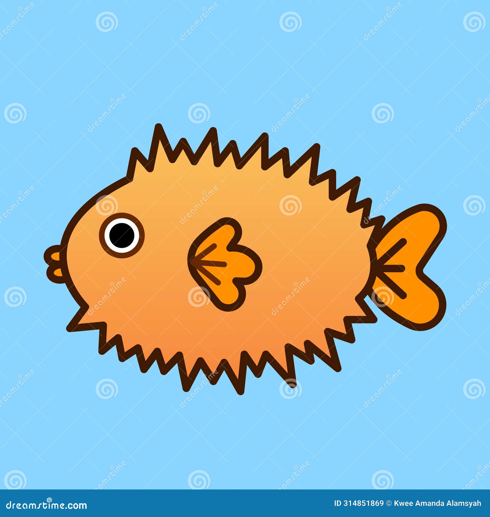 Colored Pufferfish Vector Illustration Drawing Stock Vector ...