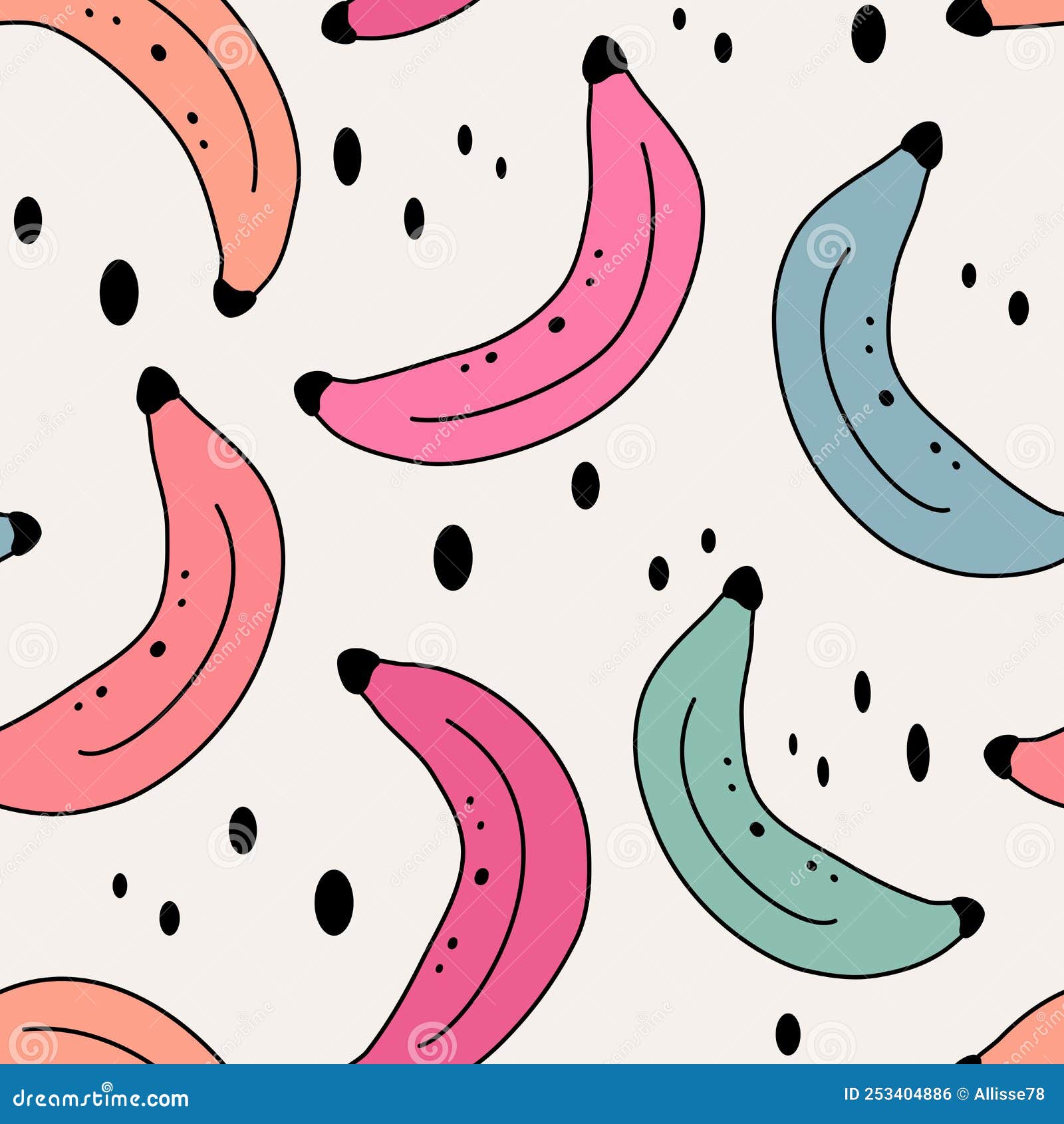 Cute Colorful Abstract Banana Seamless Vector Pattern Background ...