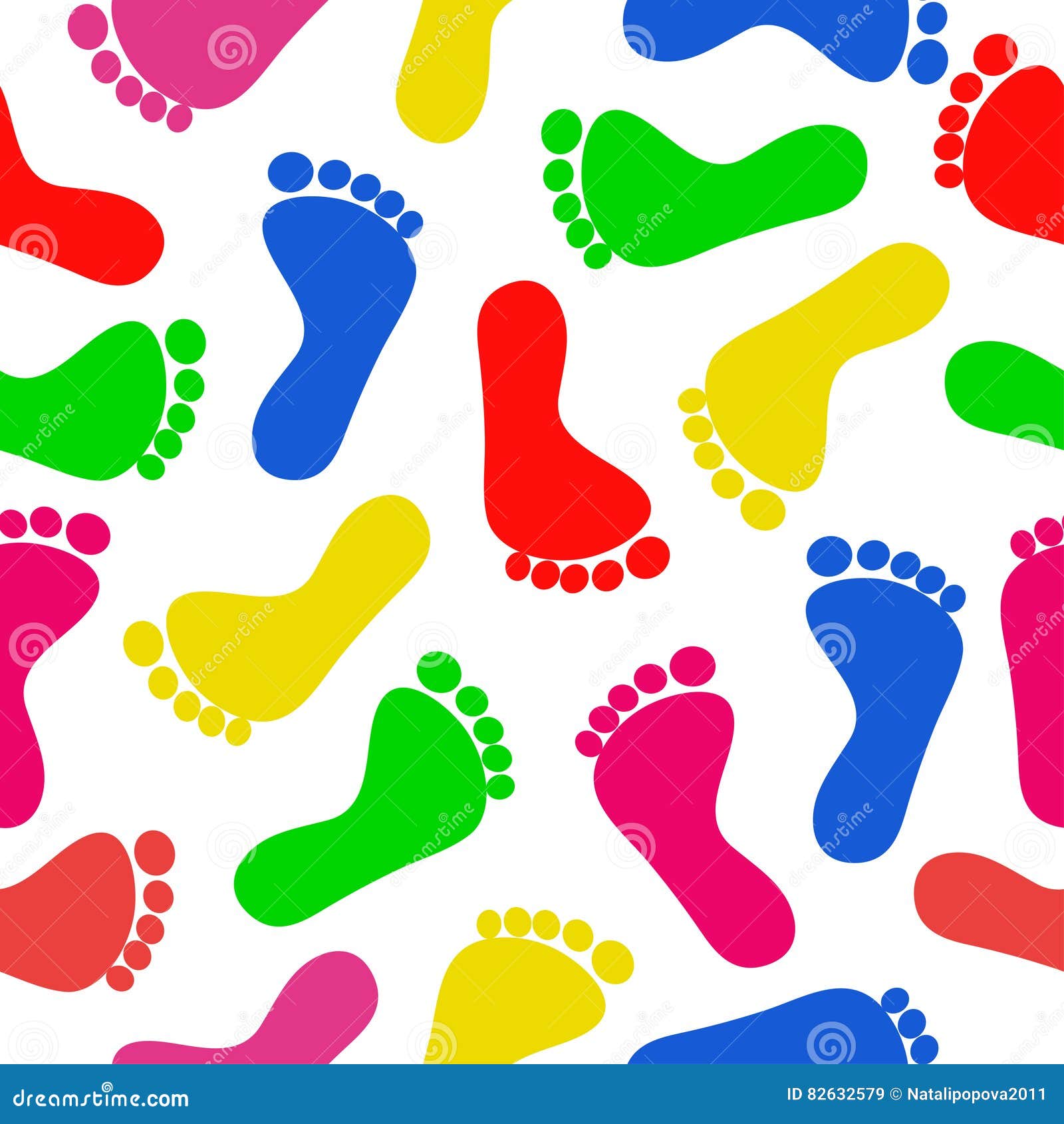 Cute and Colorful Baby Footprints Seamless Pattern White Background ...