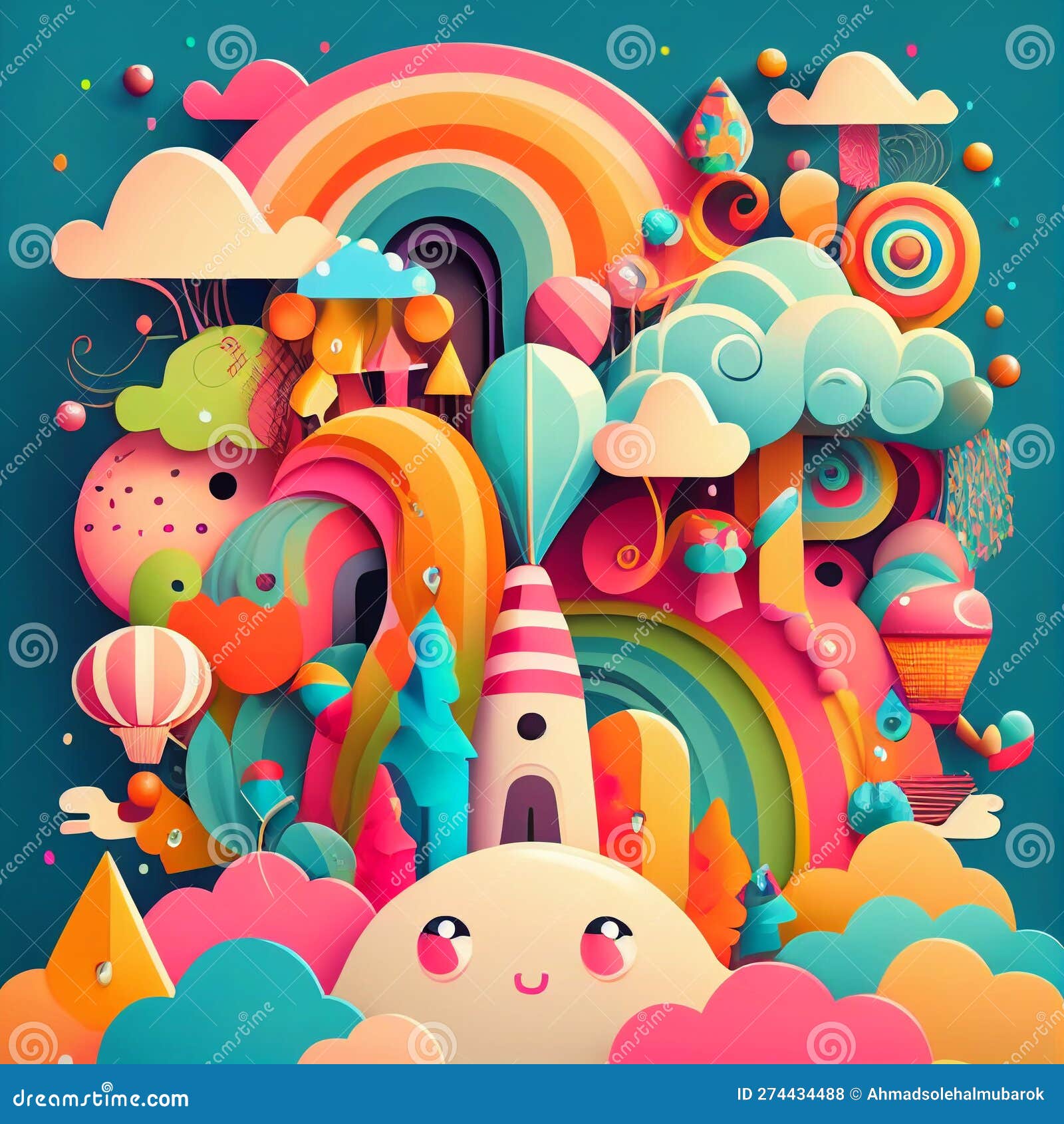 Cute Colorful Background for Postcard Stock Illustration - Illustration ...
