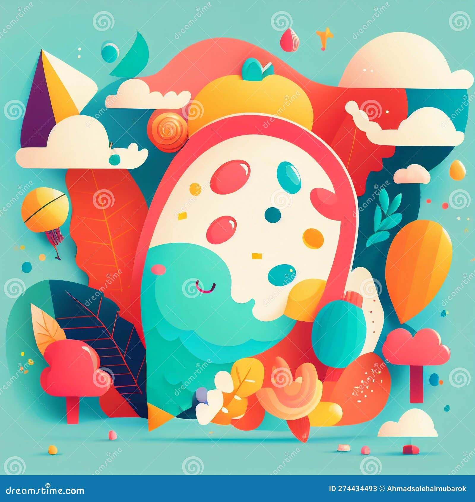Cute Colorful Background for Postcard Stock Illustration - Illustration ...