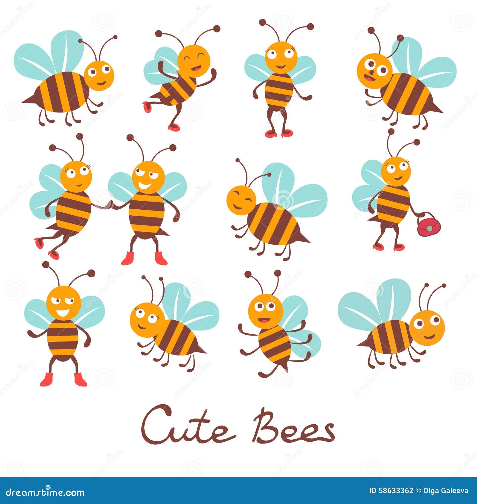 Cute Colorful Bee Characters Stock Vector - Illustration of bright ...