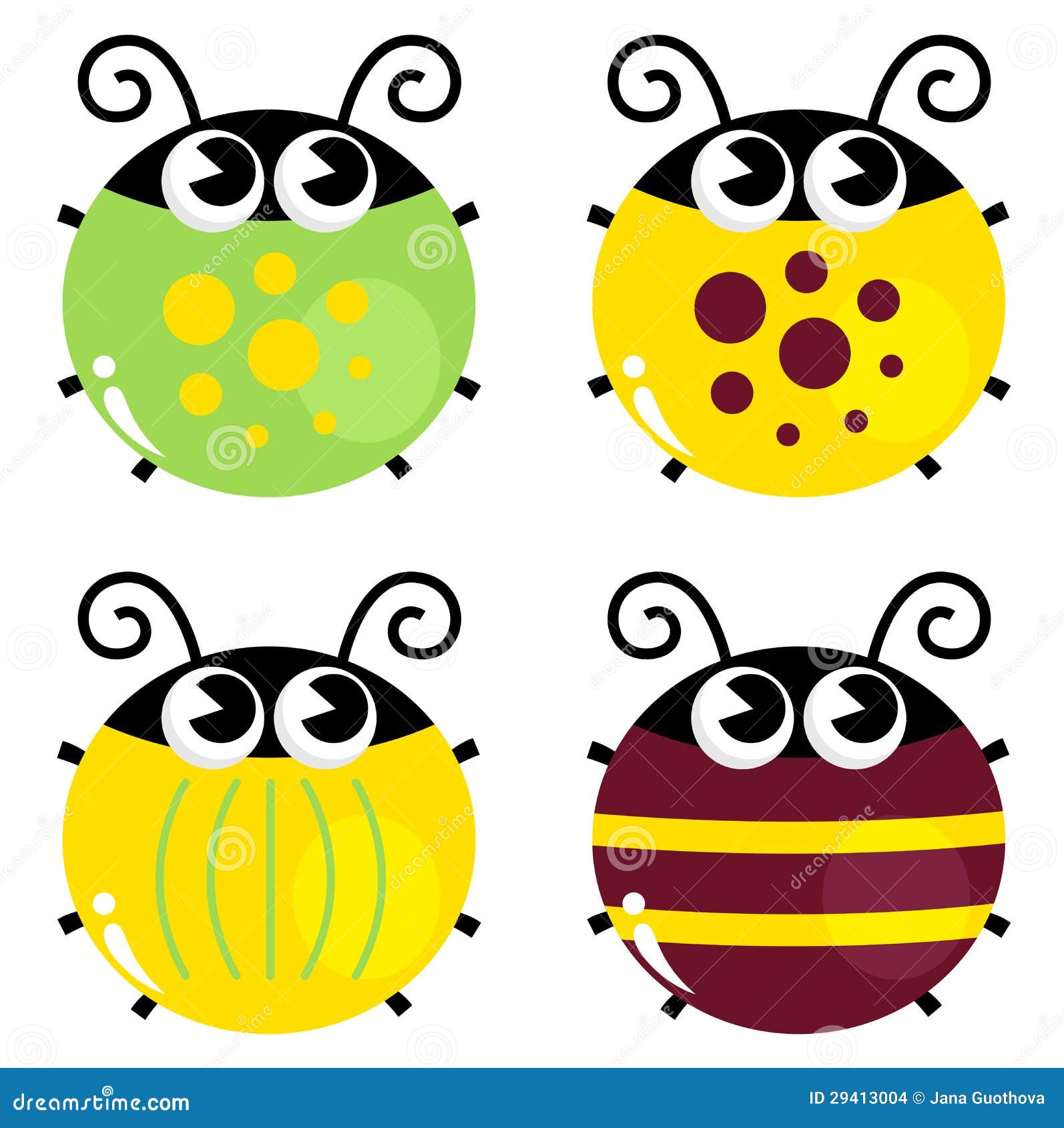 Cute colorful beetle set stock vector. Illustration of comic - 29413004