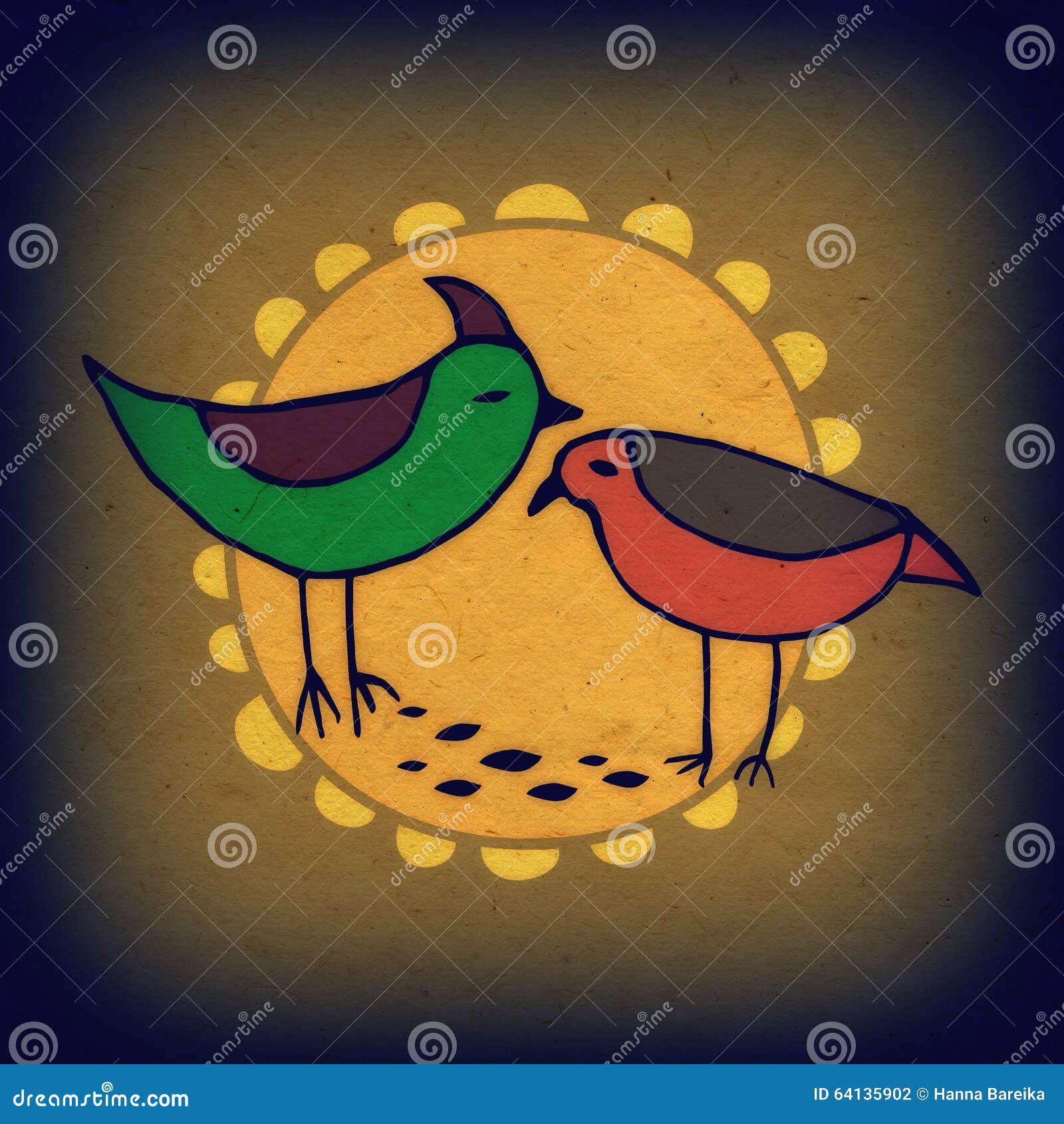 Cute Colorful Birds Set. Raster Image. Stock Illustration ...