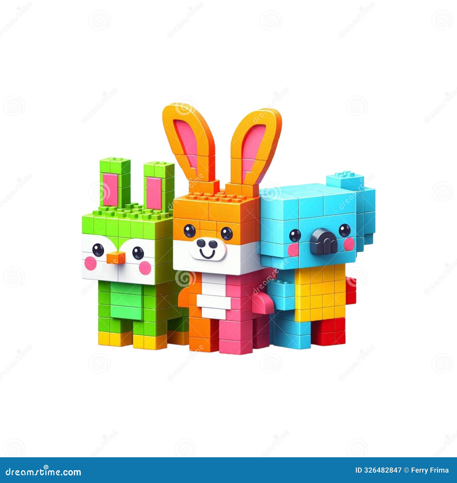 Cute Colorful Bricks Animal Illustration Stock Illustration ...