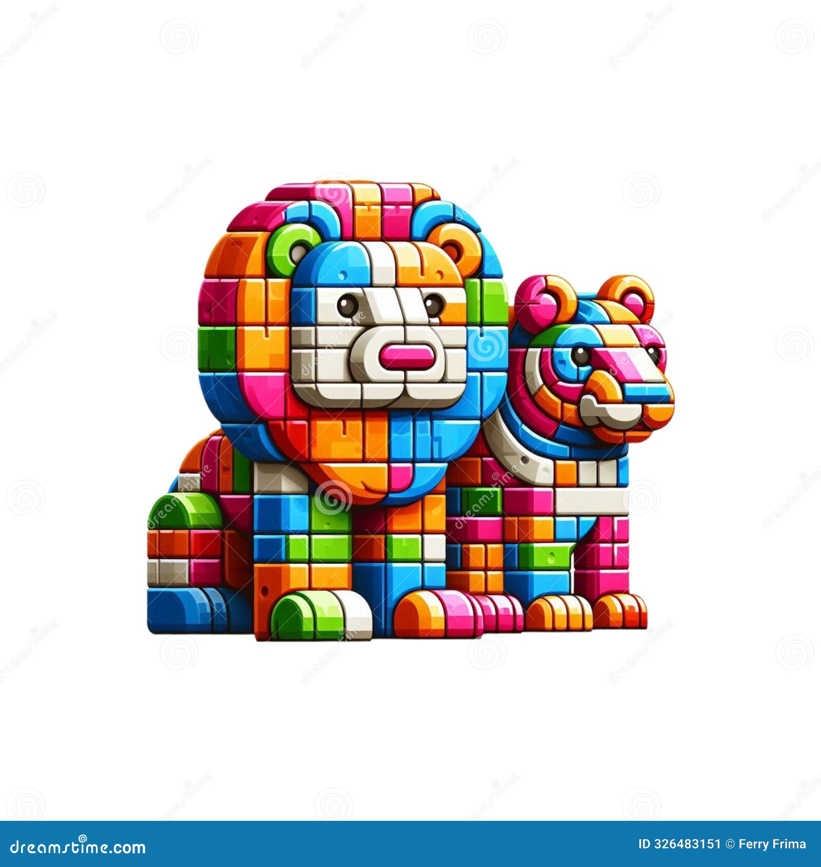 Cute Colorful Bricks Animal Illustration Stock Illustration ...