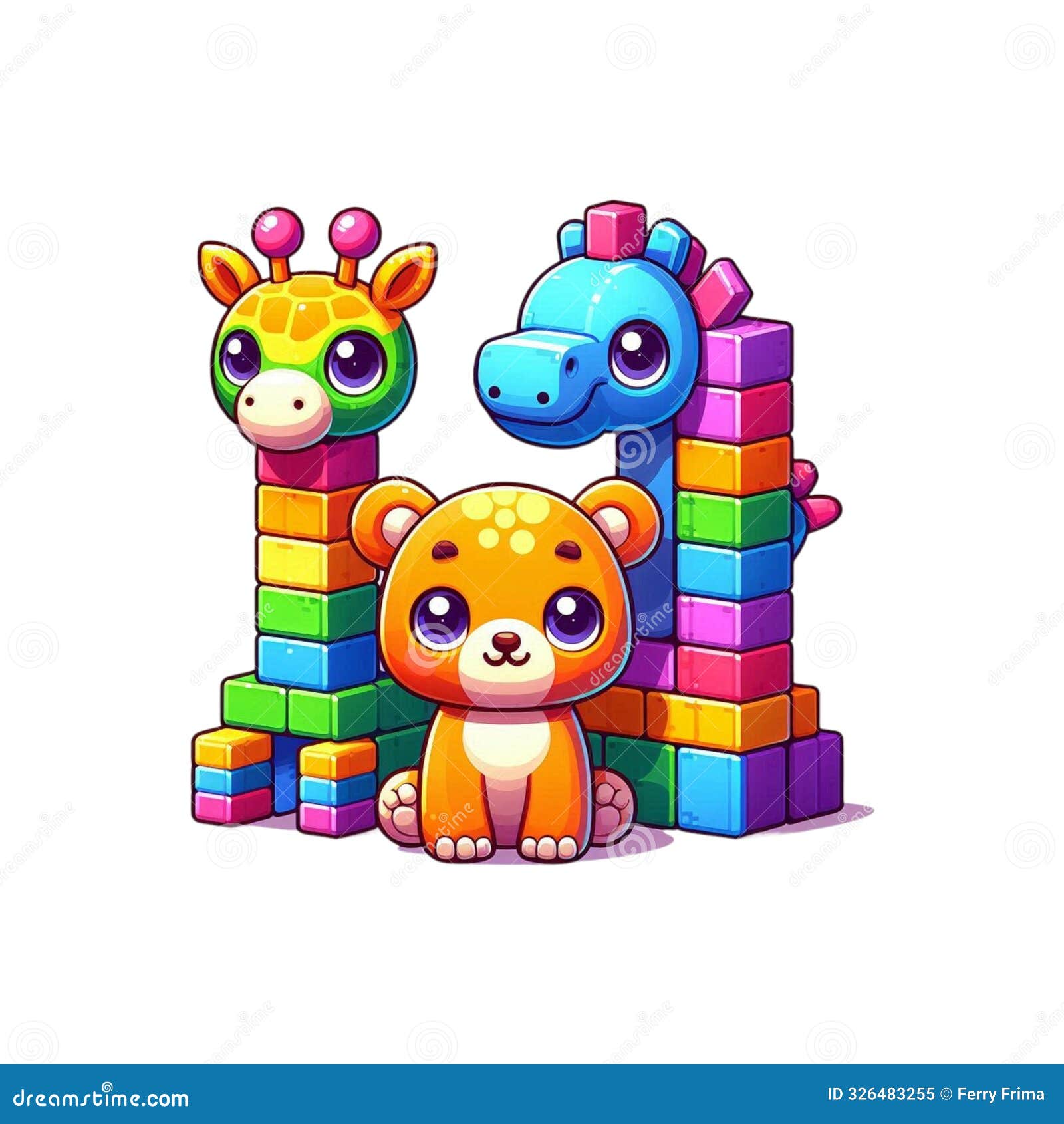 Cute Colorful Bricks Animal Illustration Stock Illustration ...