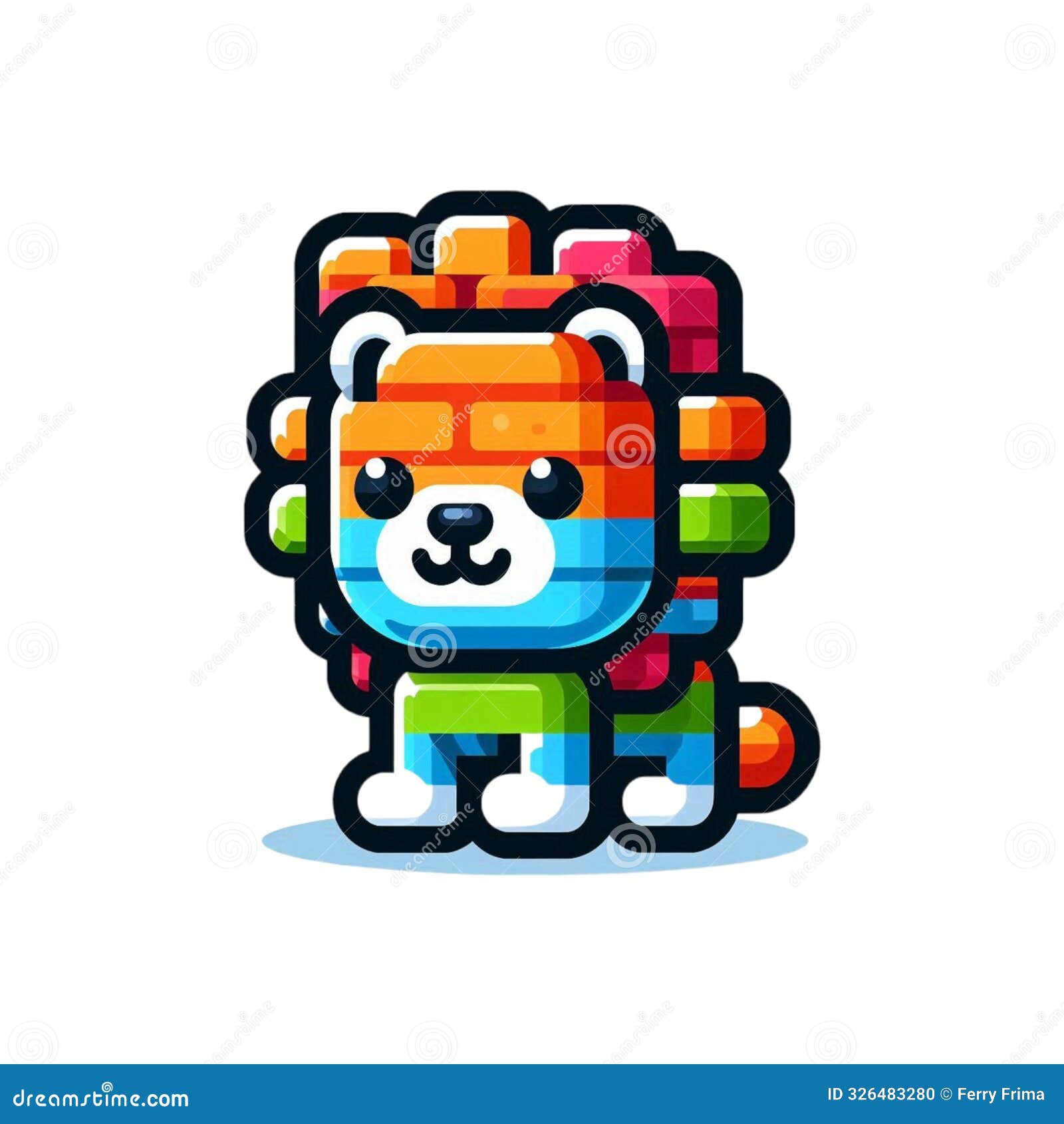 Cute Colorful Bricks Animal Illustration Stock Illustration ...