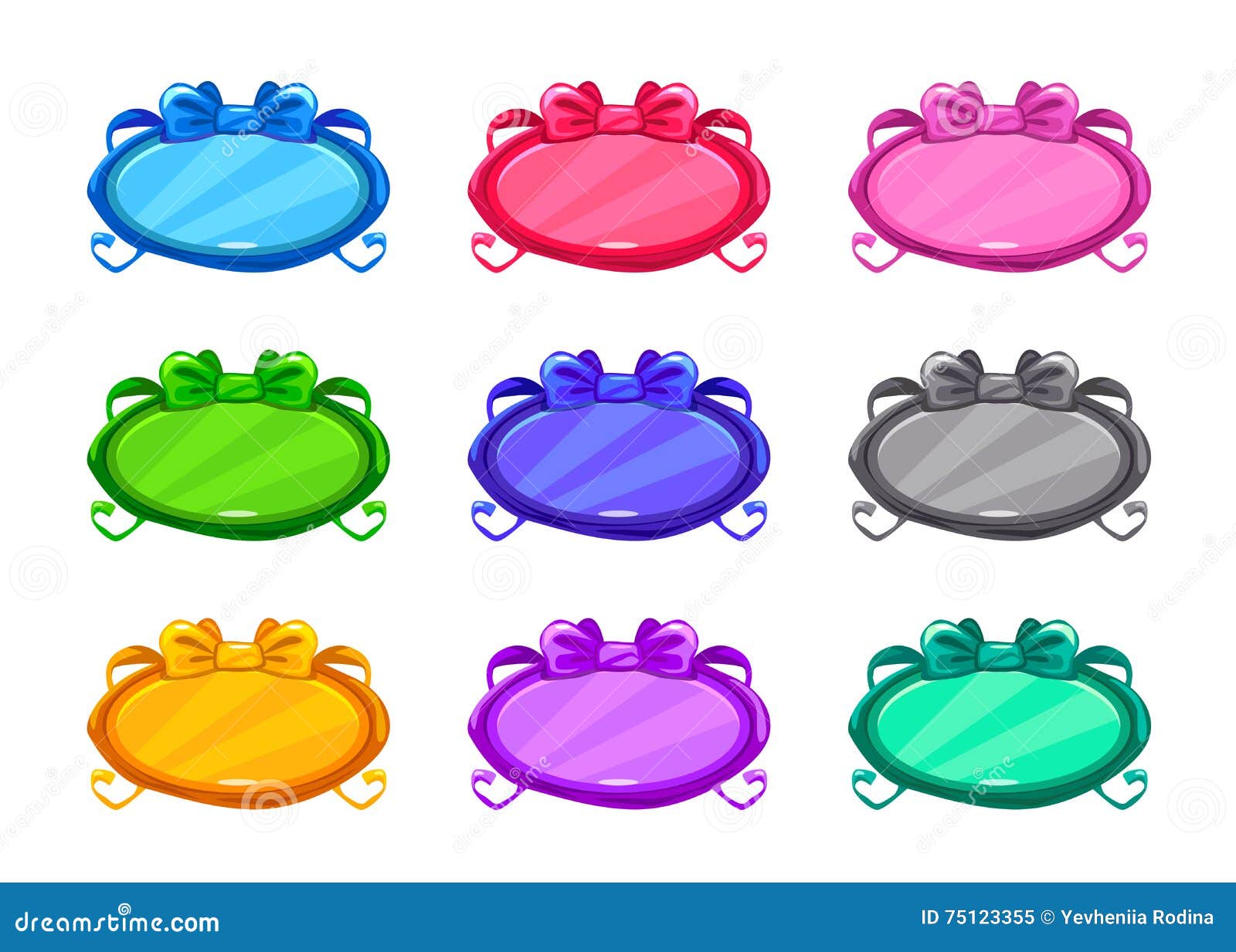 Cute Colorful Cartoon Long Oval Buttons Set Stock Vector - Illustration ...