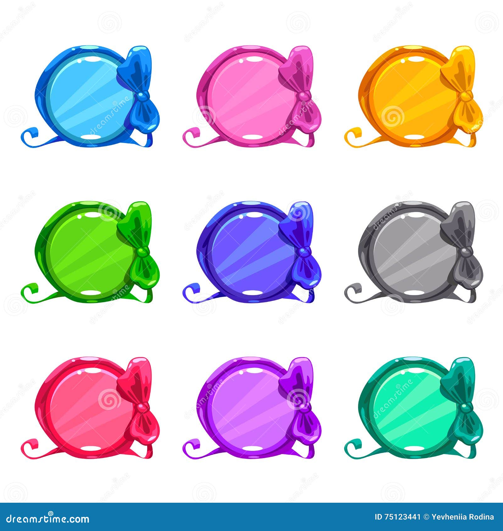 Cute Colorful Cartoon Round Buttons Stock Vector - Illustration of curl ...