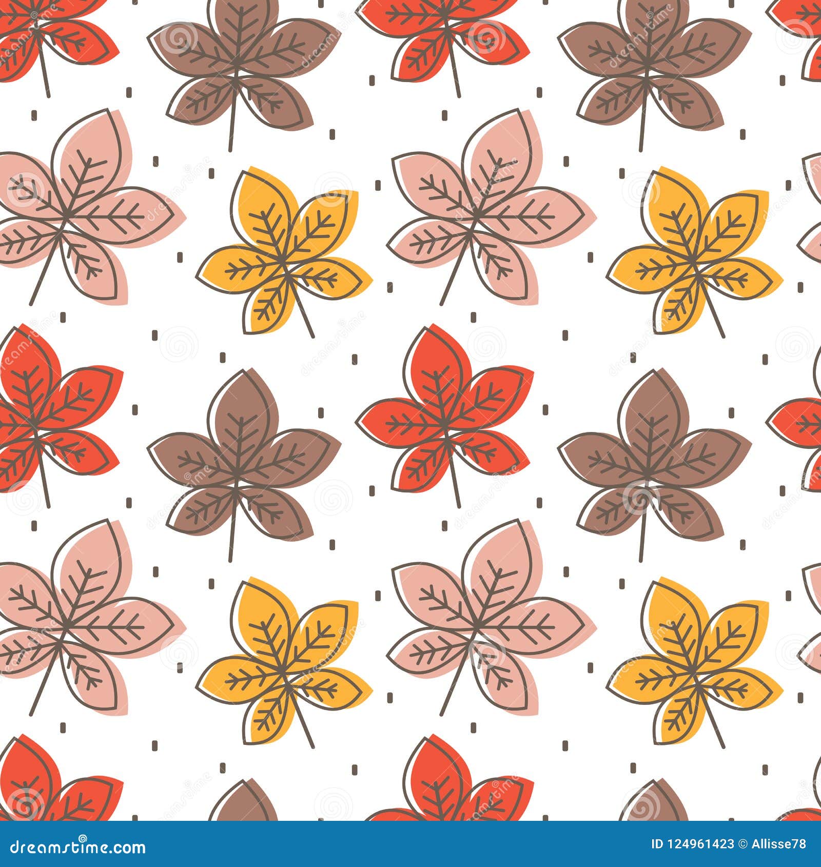Cute Colorful Chestnut Leaves Seamless Vector Pattern Background ...
