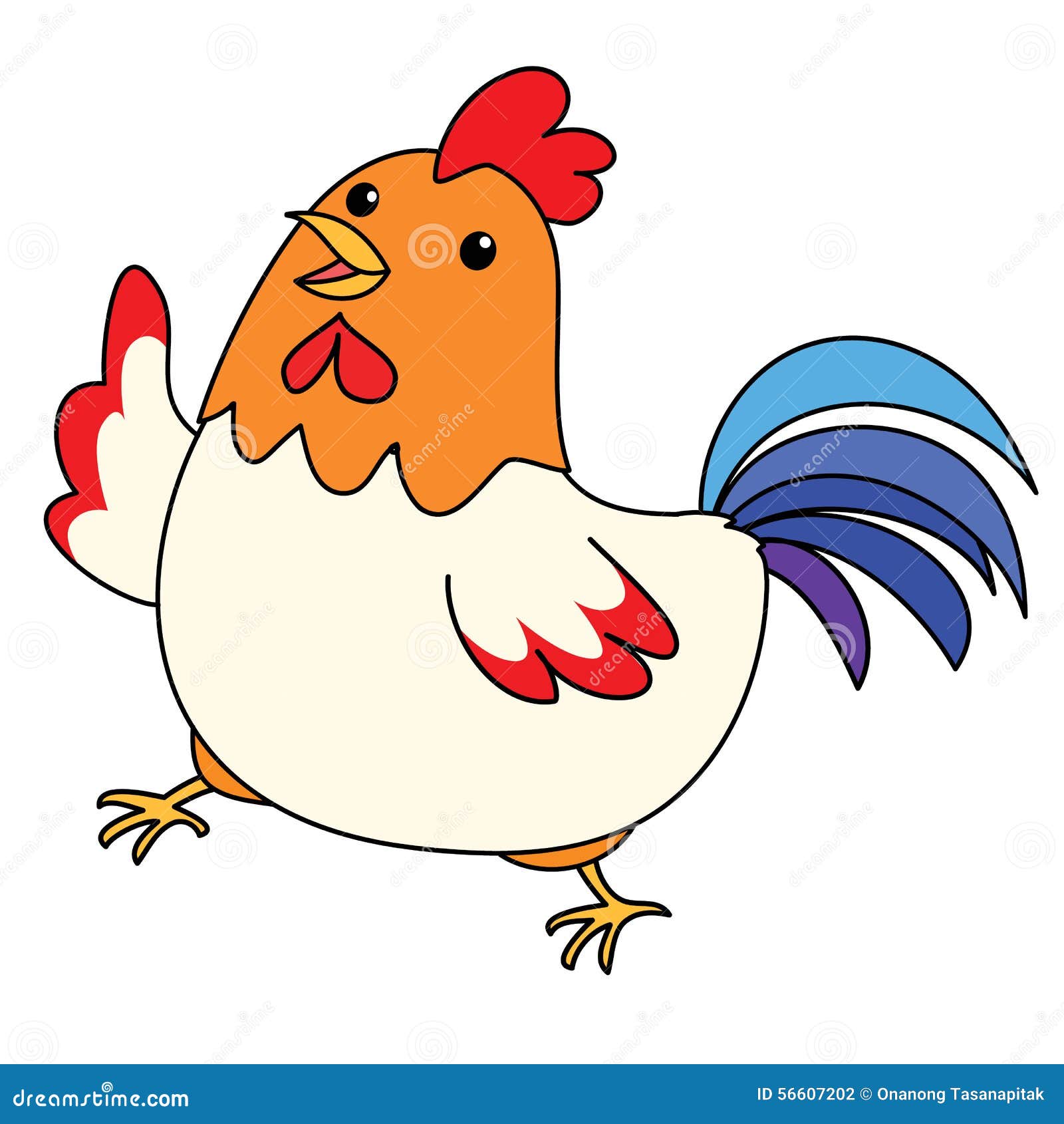 Cute Colorful Chicken Take a Walk Stock Vector - Illustration of poke ...