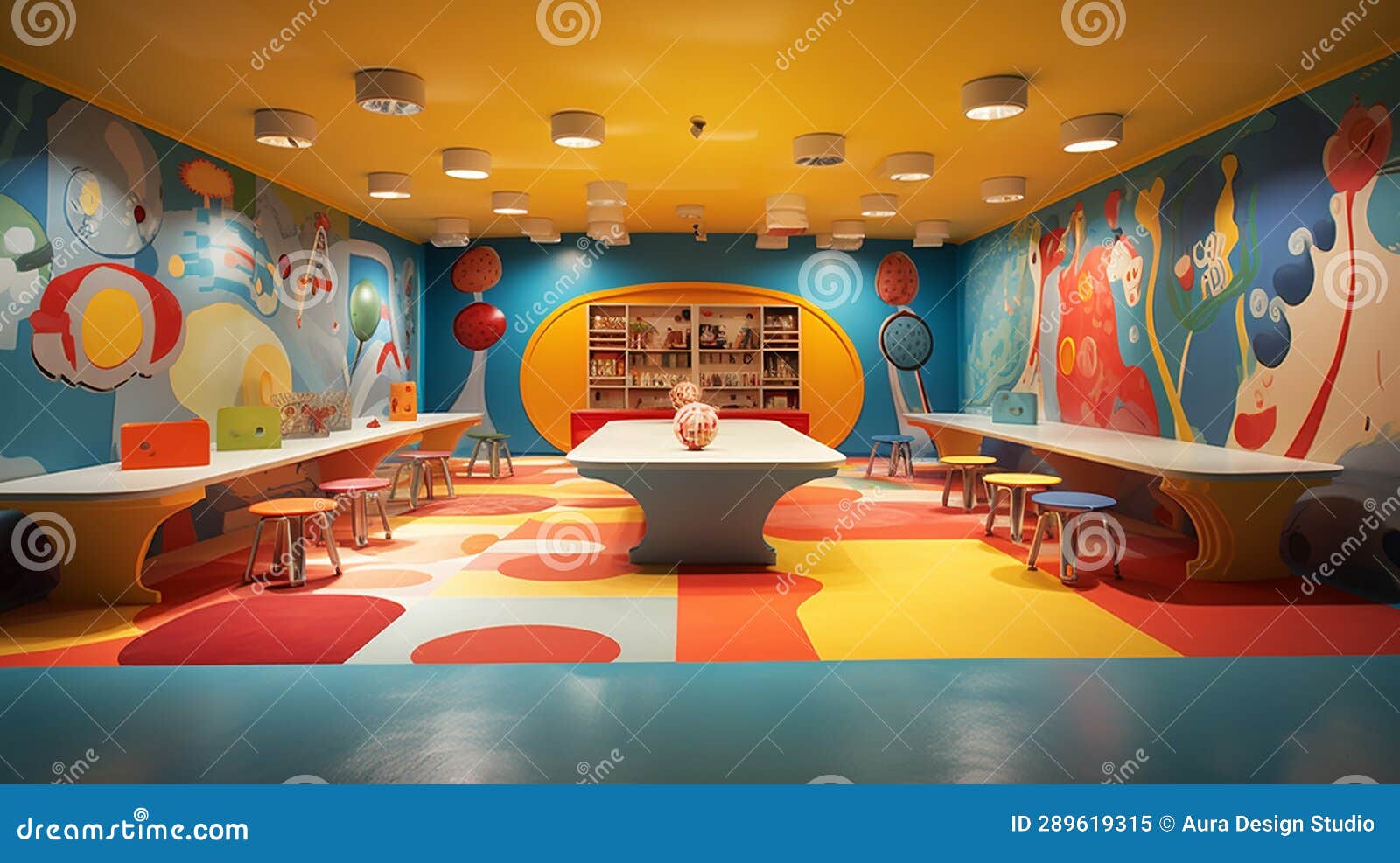 Cute and Colorful Classroom Playful Pattern Wall Stock Illustration ...