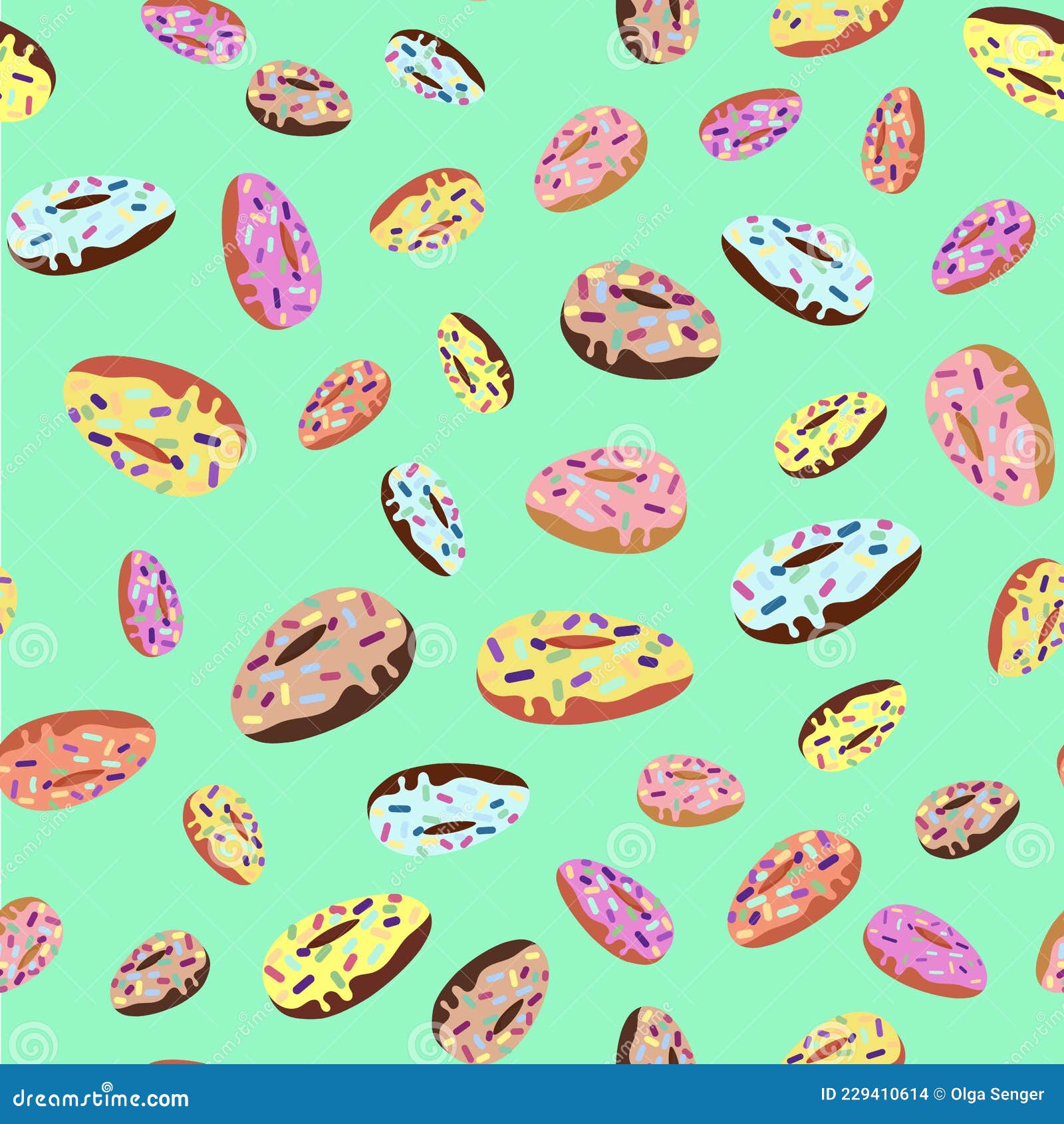 Cute Colorful Donuts Pattern Stock Vector - Illustration of donuts ...