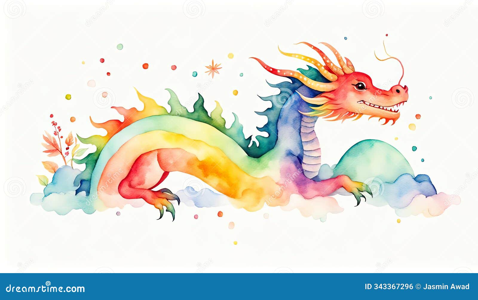 Colorful Dragon Wrapped Around A Pile Of Stones Isolated On White ...