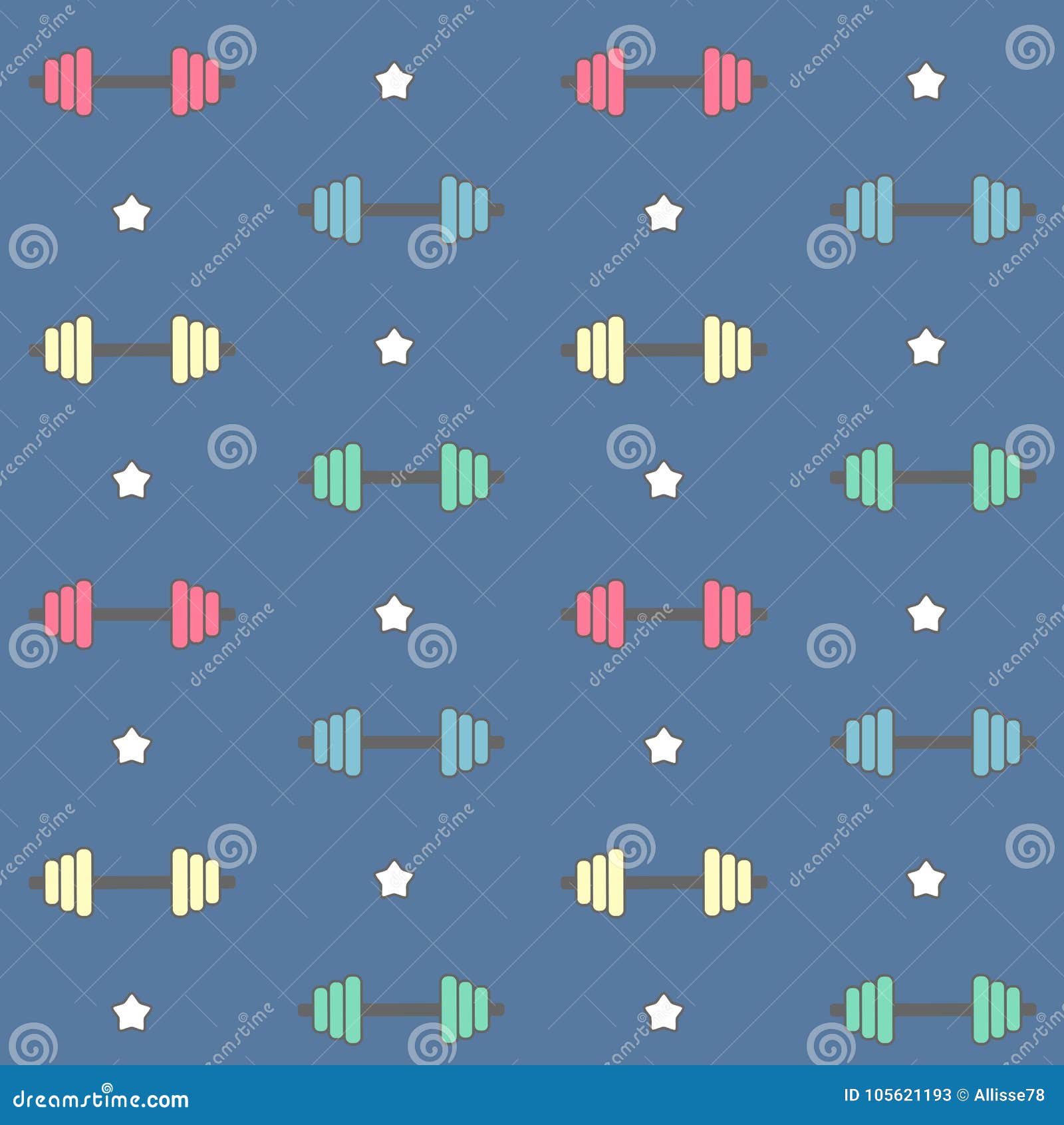 Cute Colorful Dumbbell Seamless Vector Pattern Background Illustration ...