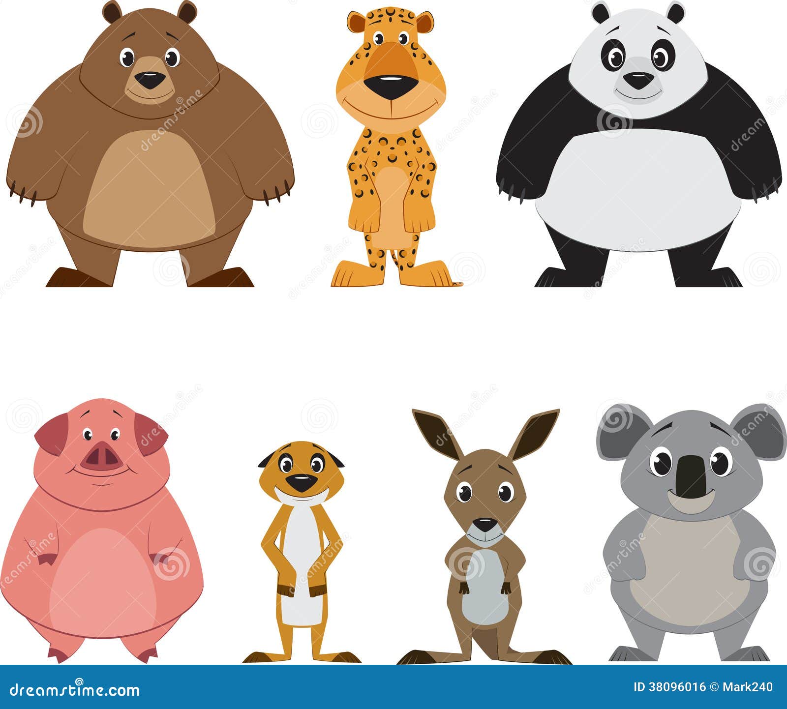 Cute Colorful Exotic Animals Collection Stock Vector - Illustration of ...