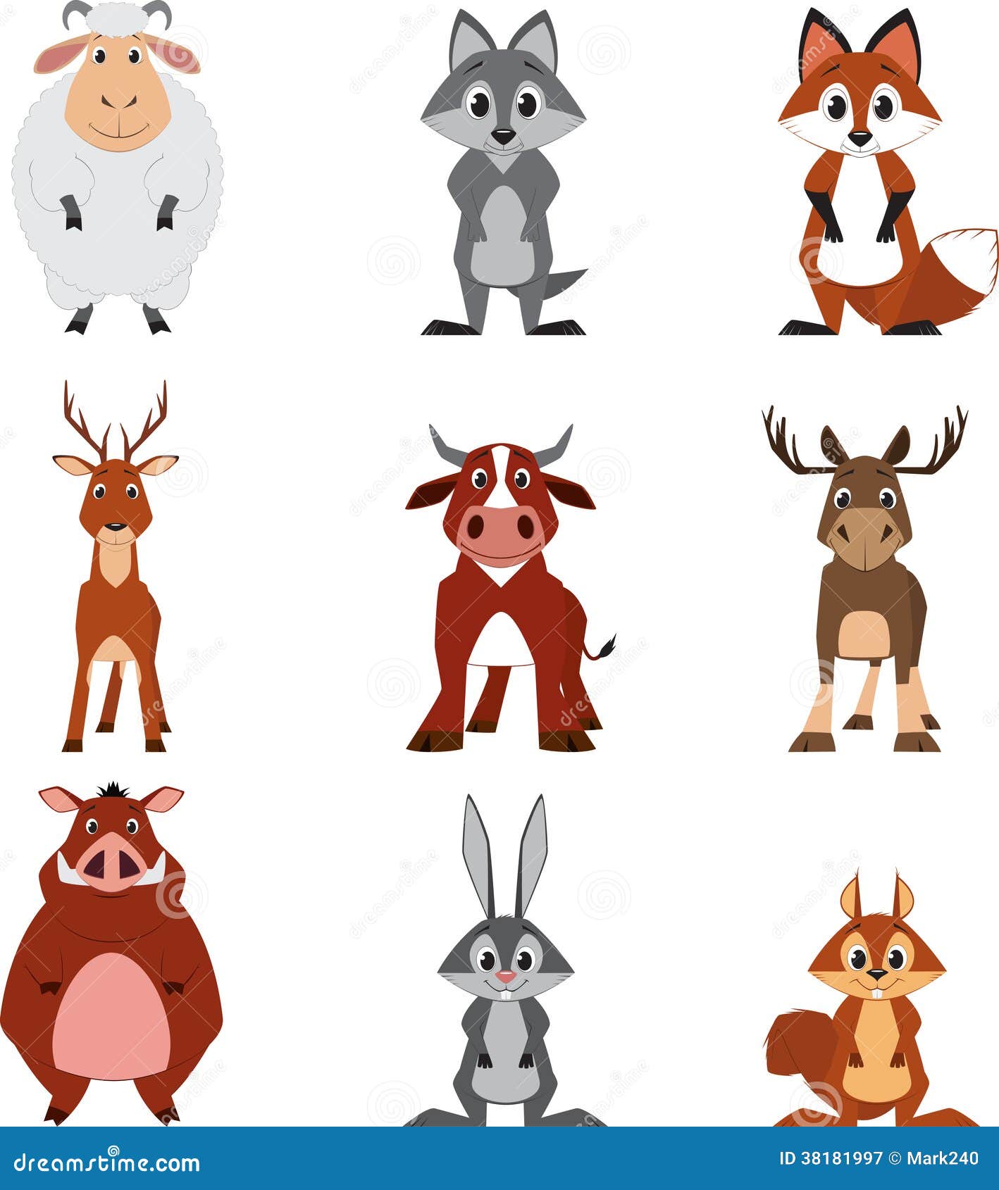 Cute Colorful Exotic Animals Collection Stock Vector - Illustration of ...