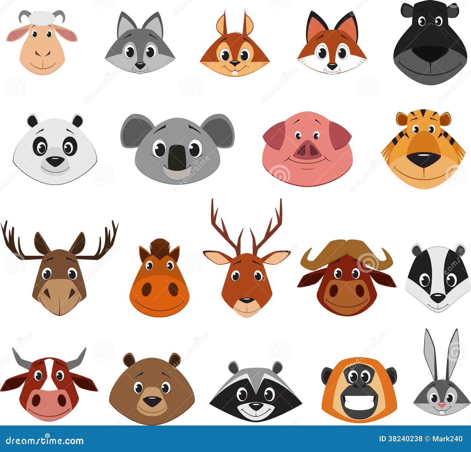 Cute Colorful Exotic Animals Collection Stock Vector - Illustration of ...