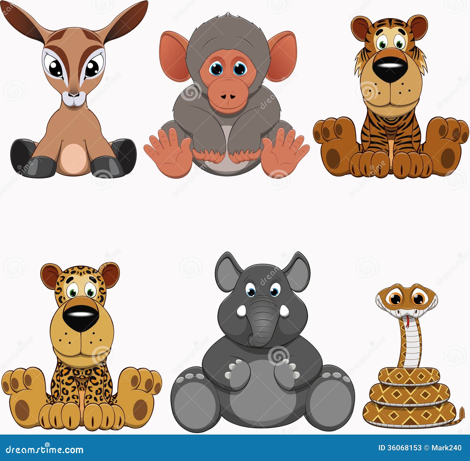 Cute Colorful Exotic Animals Collection Stock Vector - Illustration of ...