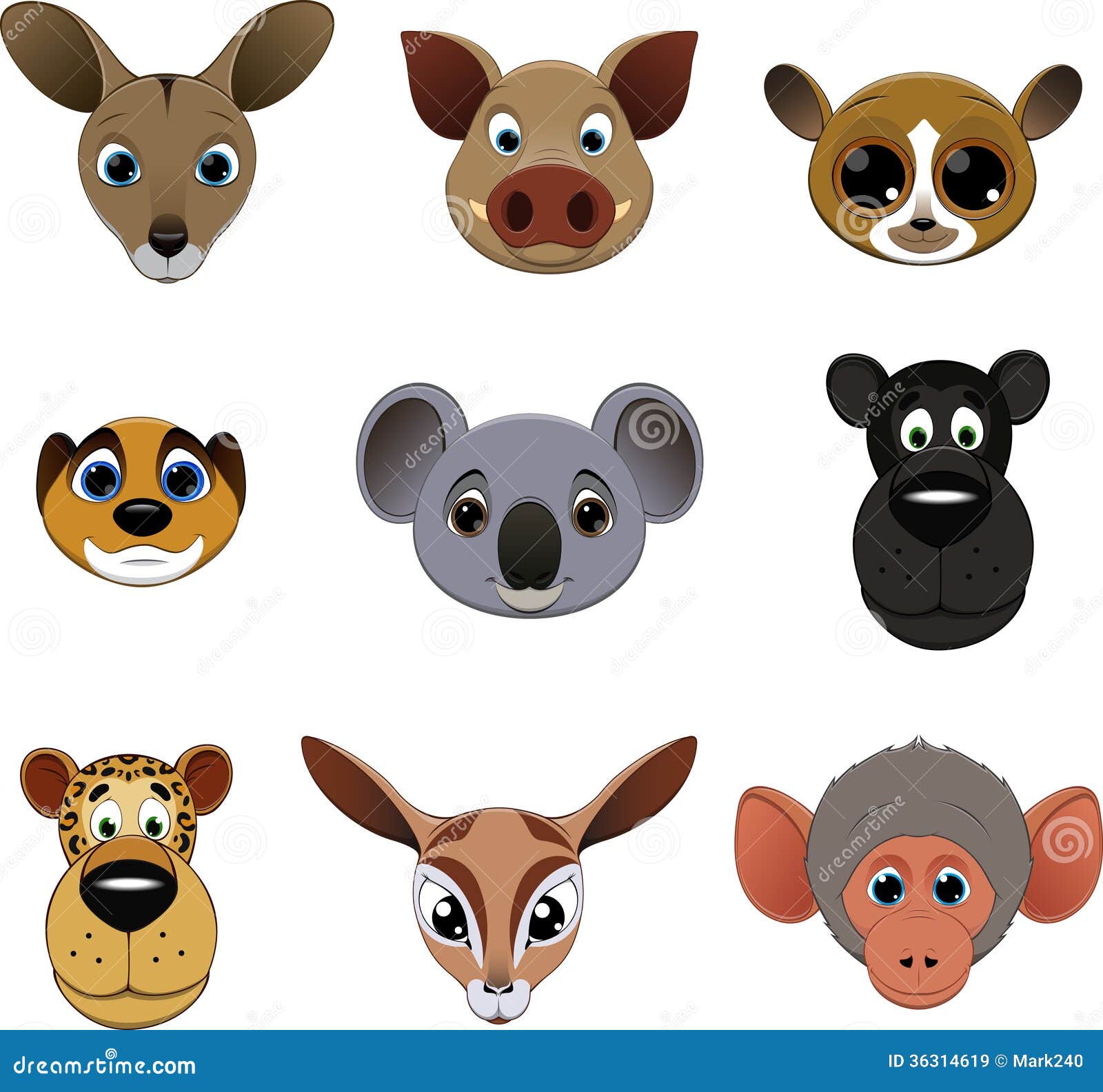 Cute Colorful Exotic Animals Collection Stock Vector - Illustration of ...