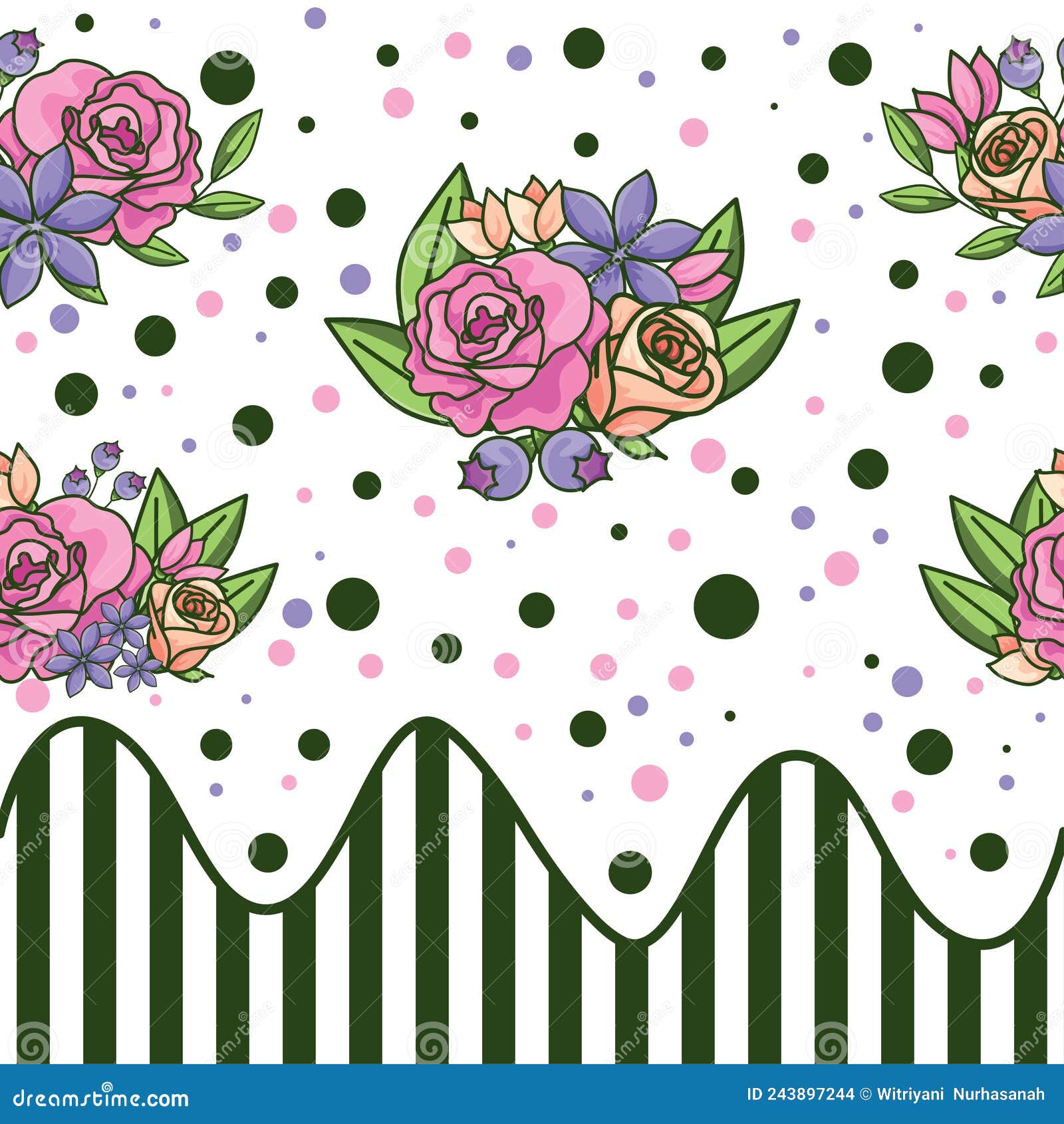 Cute Colorful Flower Seamless Pattern Stock Vector - Illustration of ...