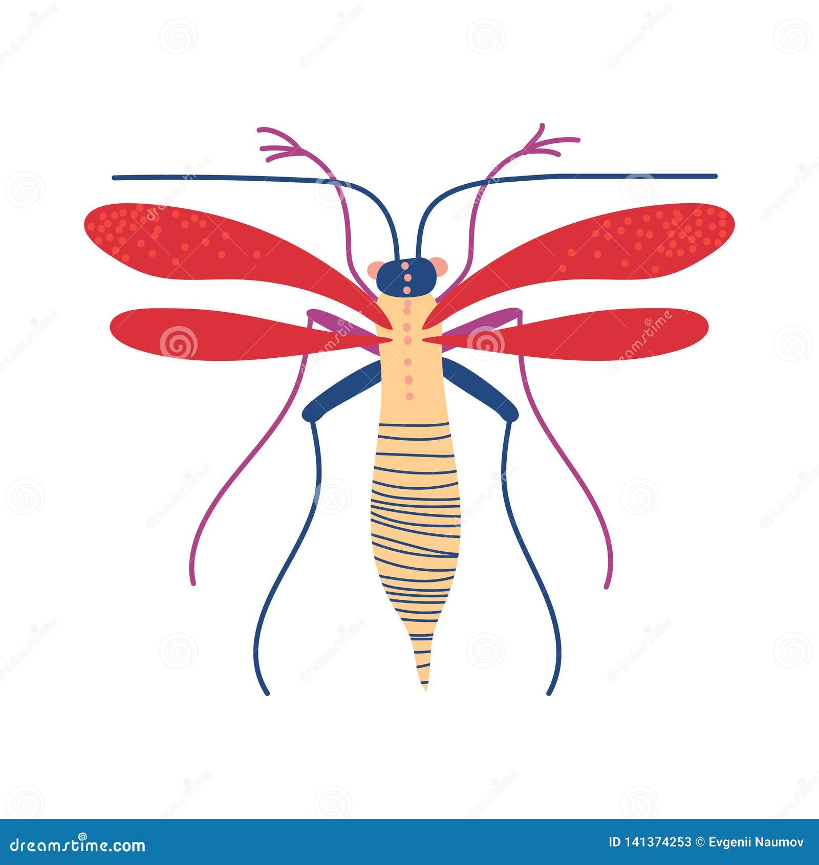 Cute Colorful Flying Insect, Mosquito Vector Illustration Stock Vector ...