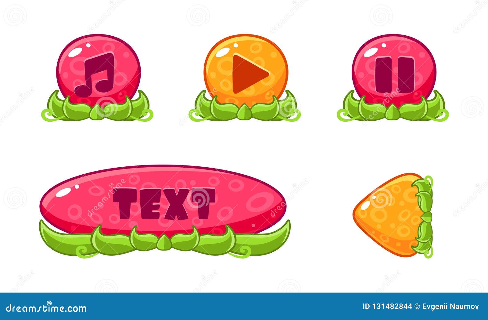 Cute Colorful Glossy Jelly Buttons with Nature Elements Set, User ...