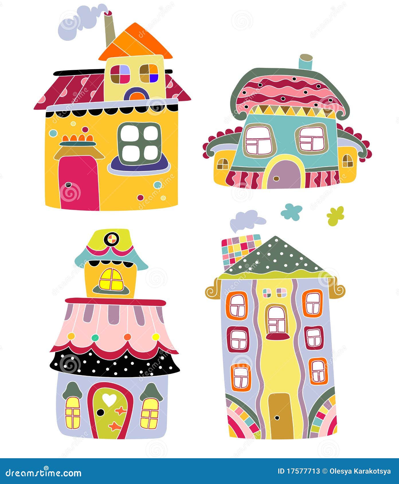 Cute Colorful Houses stock illustration. Illustration of group - 17577713