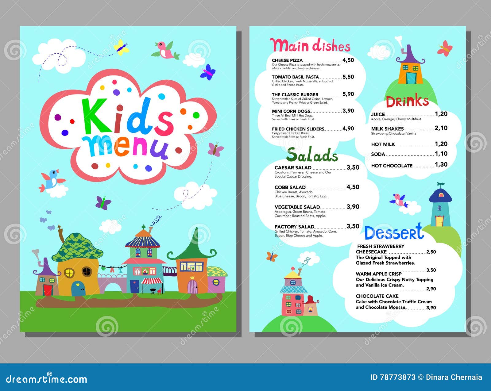 Kids Menu Template Vector Stock Illustrations – 2,370 Kids Menu ...