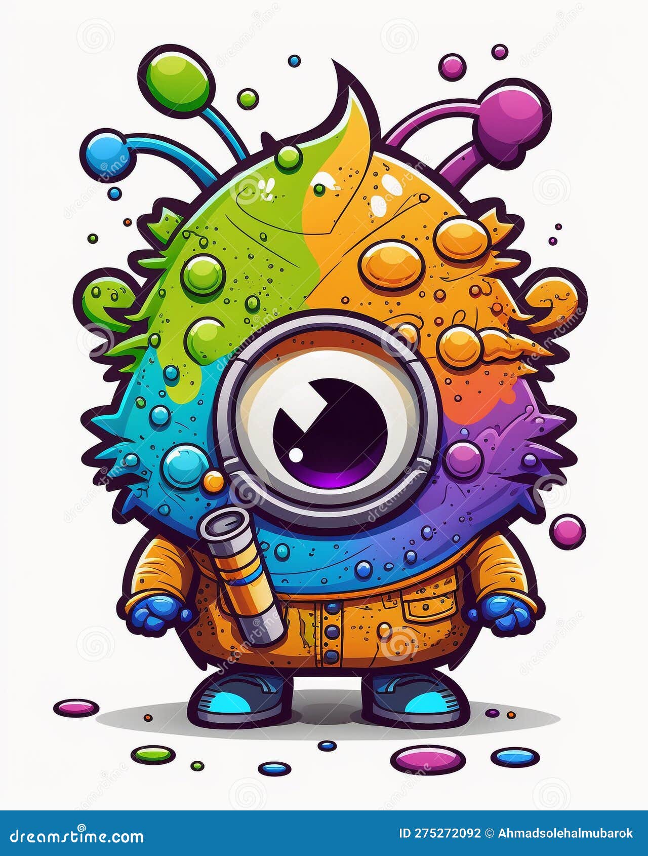 Cute and Colorful Monster Scientist Created with AI Tools Stock ...