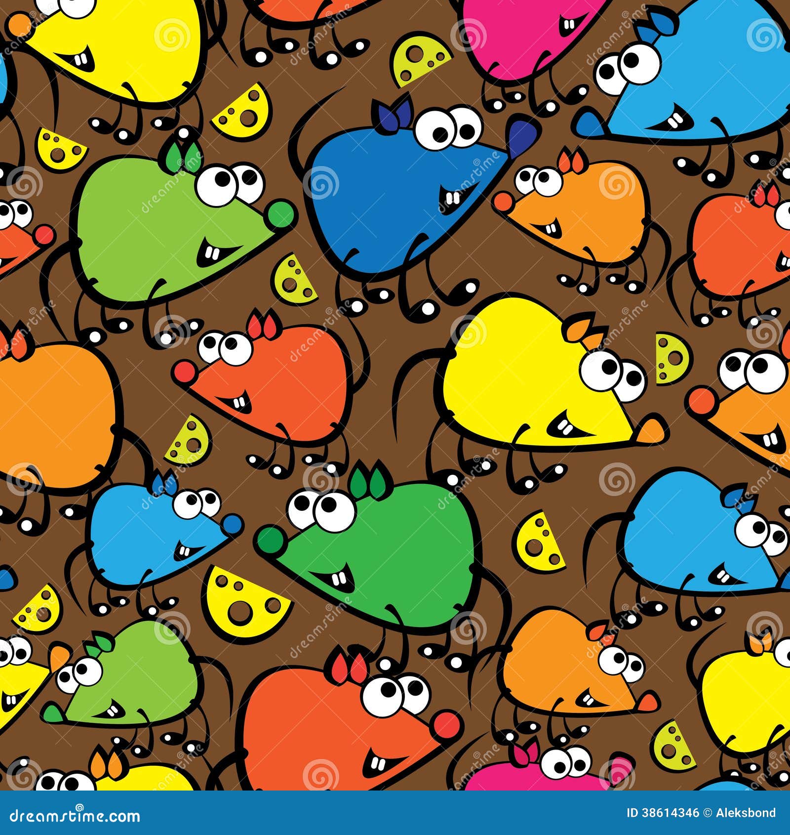 Cute Colorful Mouse Seamless Pattern Stock Vector - Illustration of ...