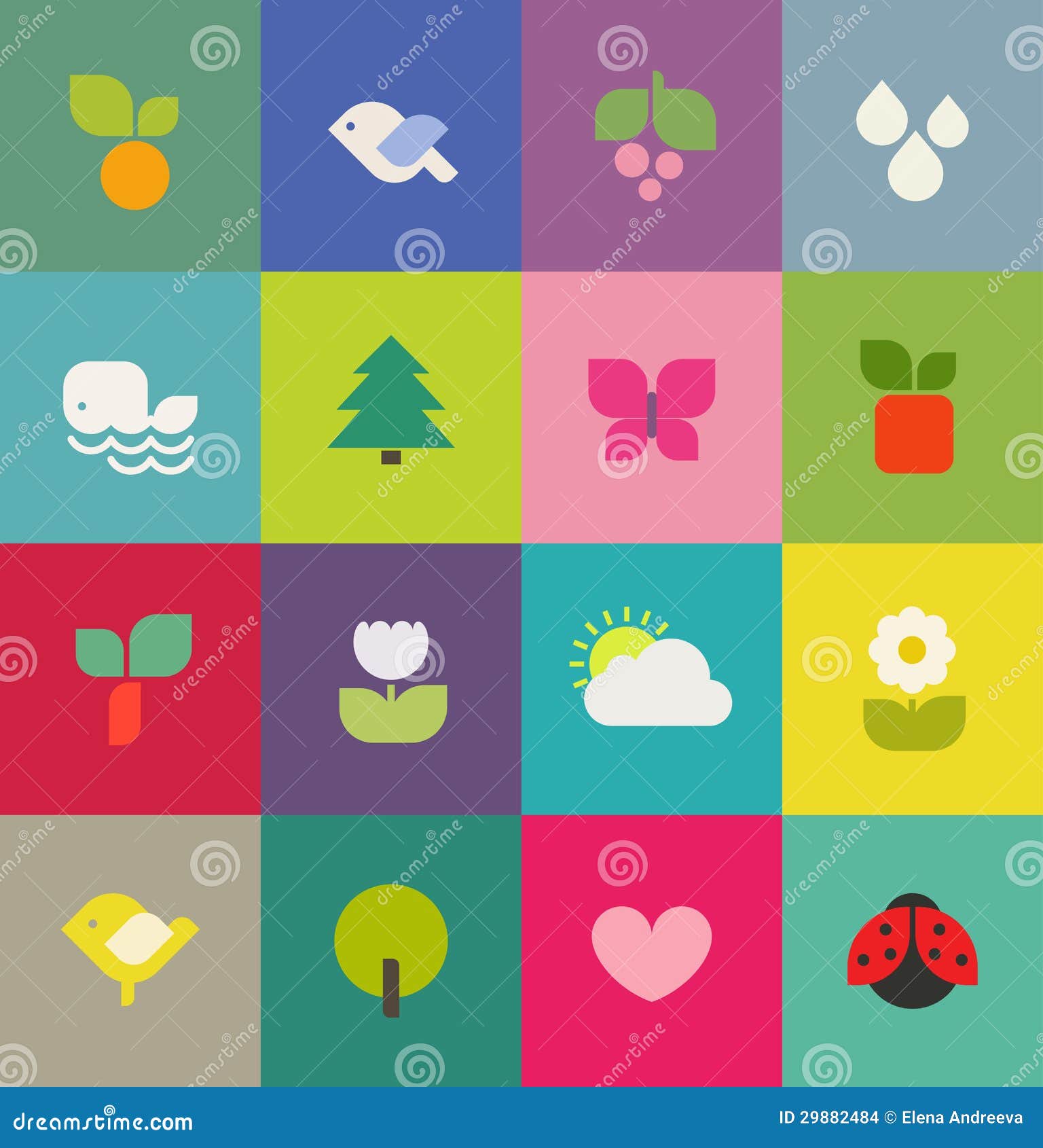 Colorful nature. Icons set stock vector. Illustration of natural - 29882484