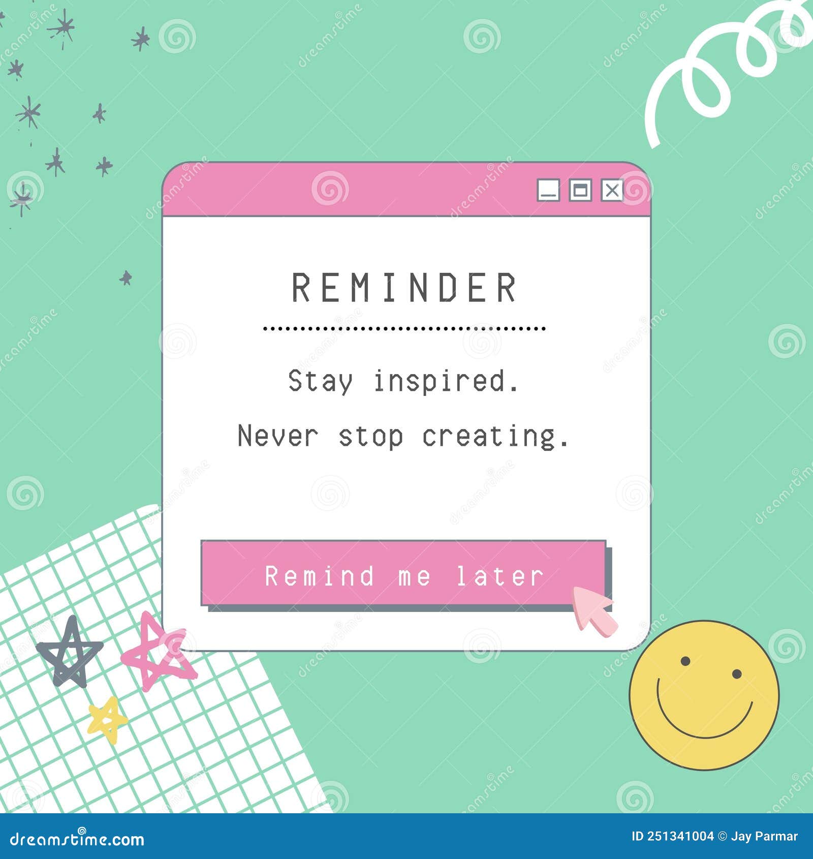 Cute Colorful Reminder Pop Up Instagram Post Stock Illustration ...