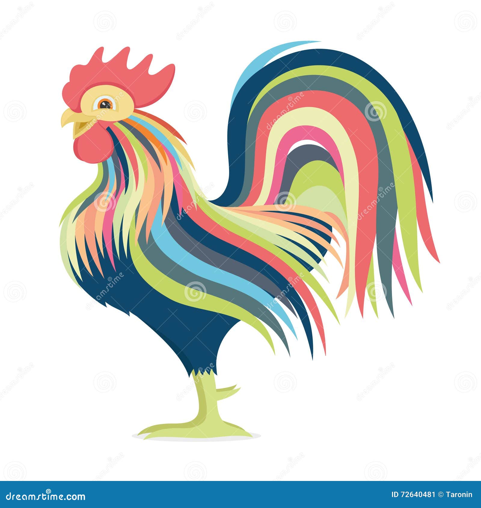 Cute colorful rooster. stock vector. Illustration of cheerful - 72640481