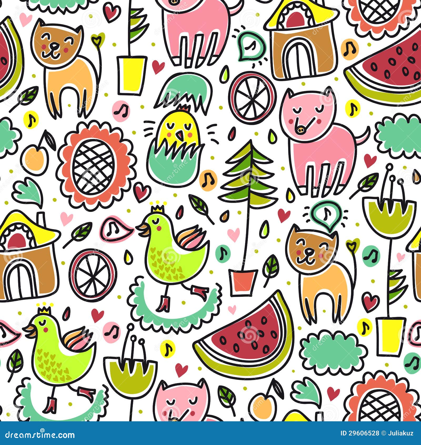Cute Colorful Seamless Childish Pattern Stock Vector - Illustration of ...
