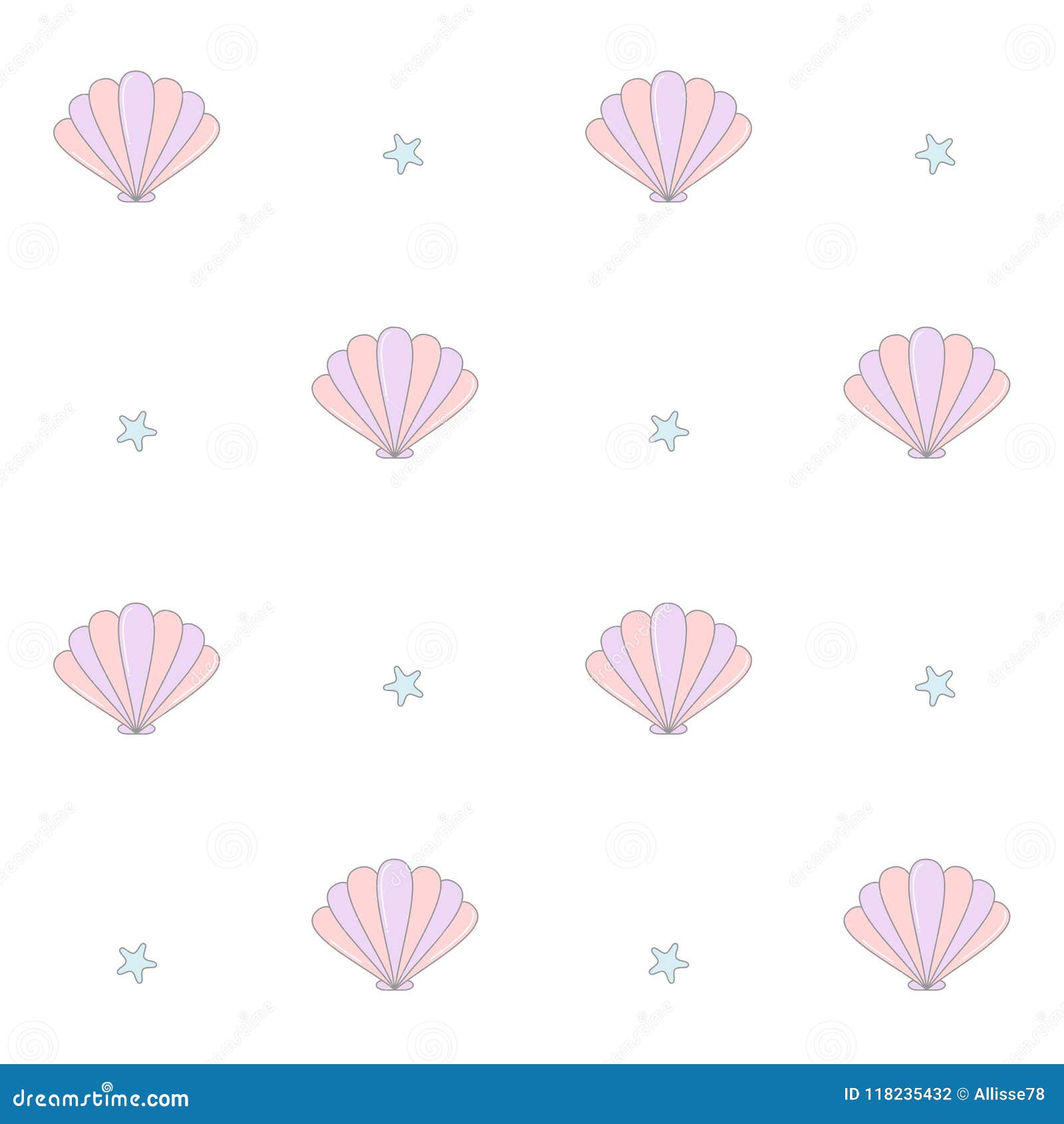 Seashells Seamless Pattern. Sea Shell Summer Ocean Texture. Nautical ...