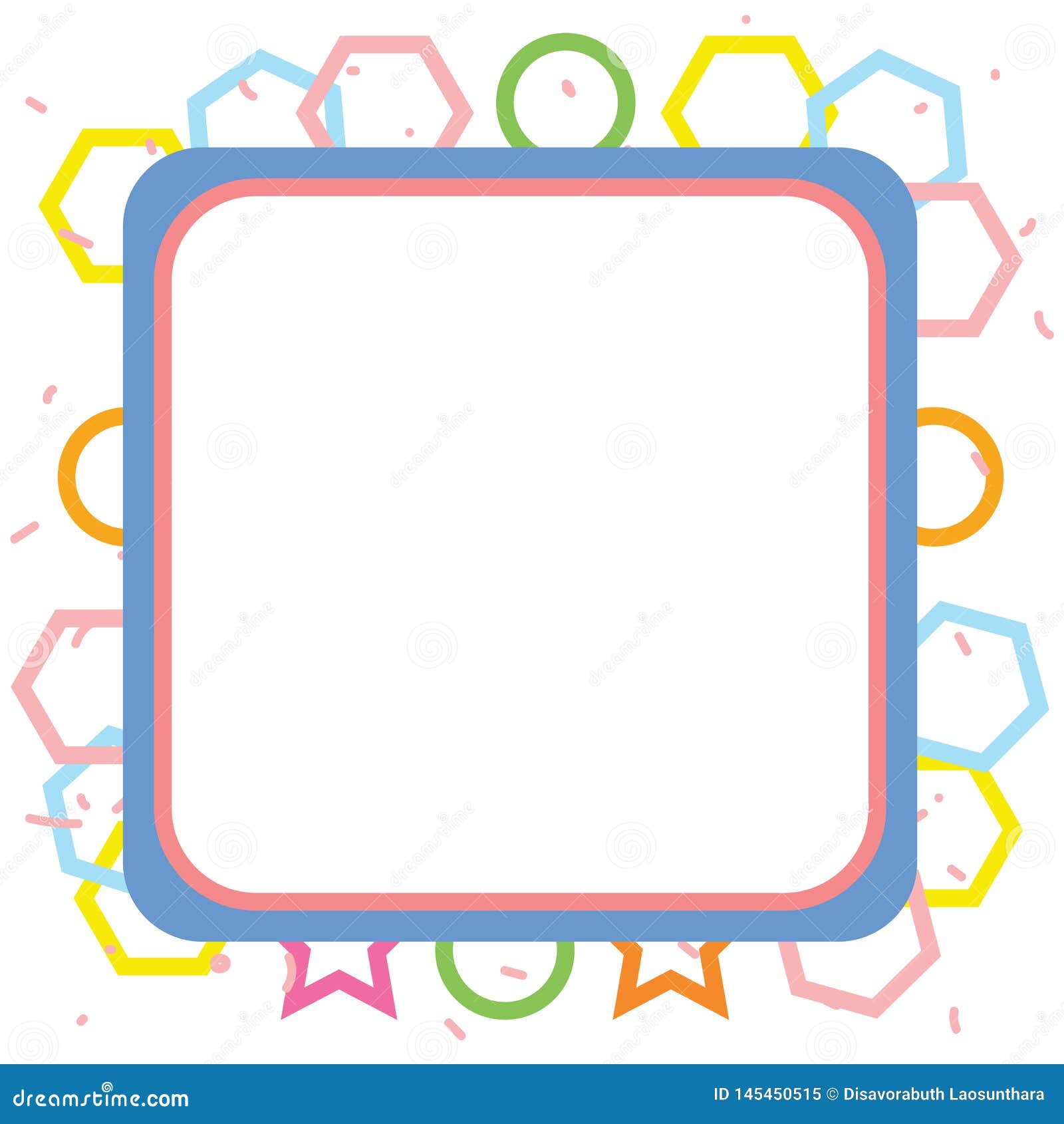 Cute Colorful Square Frame Isolated on White Background for Web Design ...