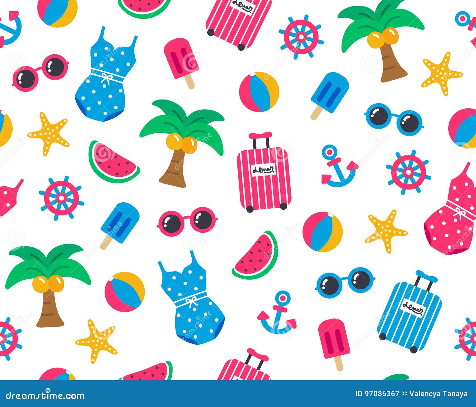 Cute Colorful Summer Holiday Seamless Pattern Stock Vector ...