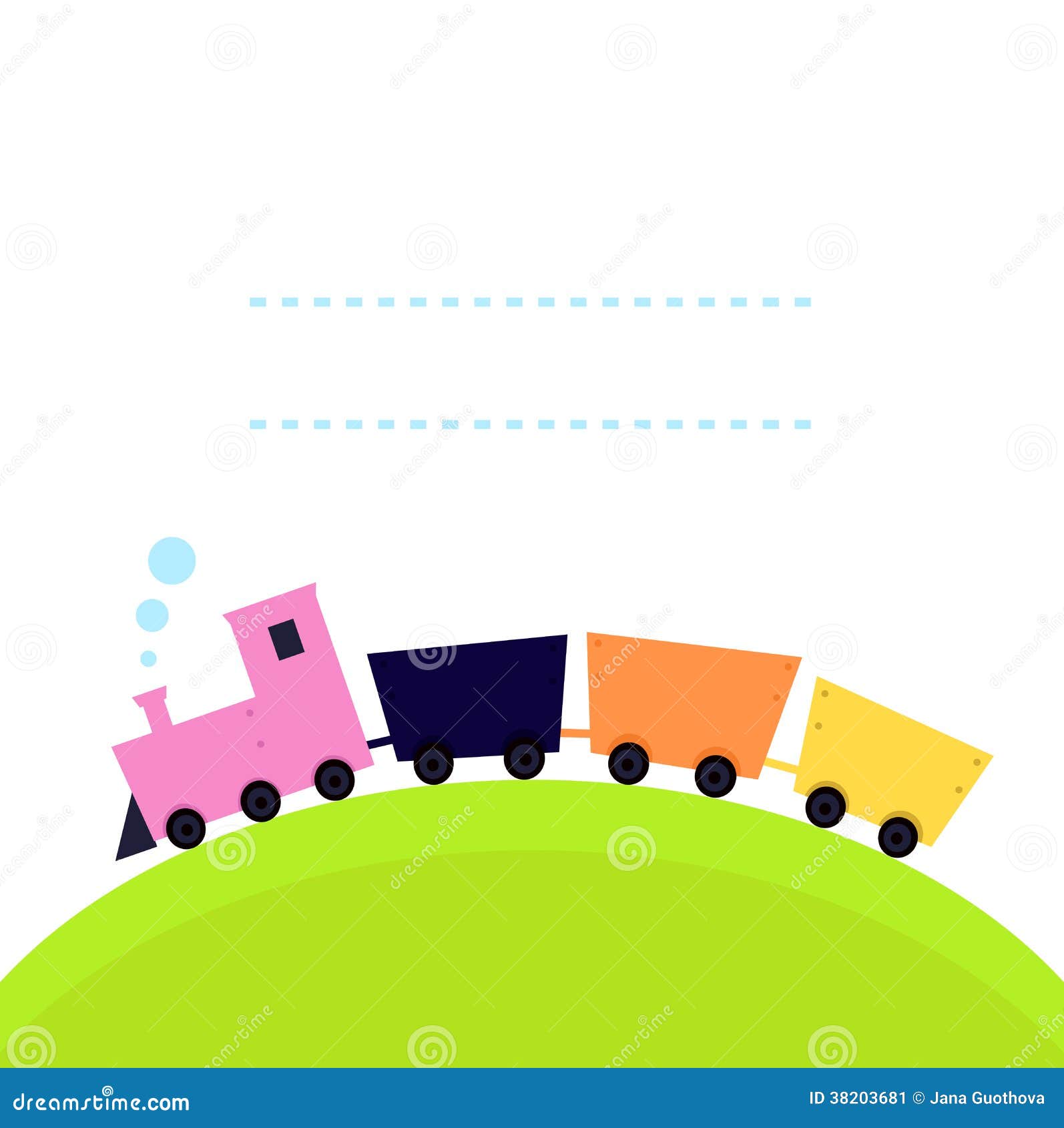 Cute Colorful Train on Hill Stock Illustration - Illustration of ...