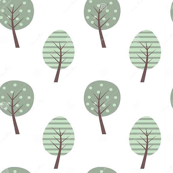 Cute Colorful Tree Seamless Pattern Background Illustration Stock ...
