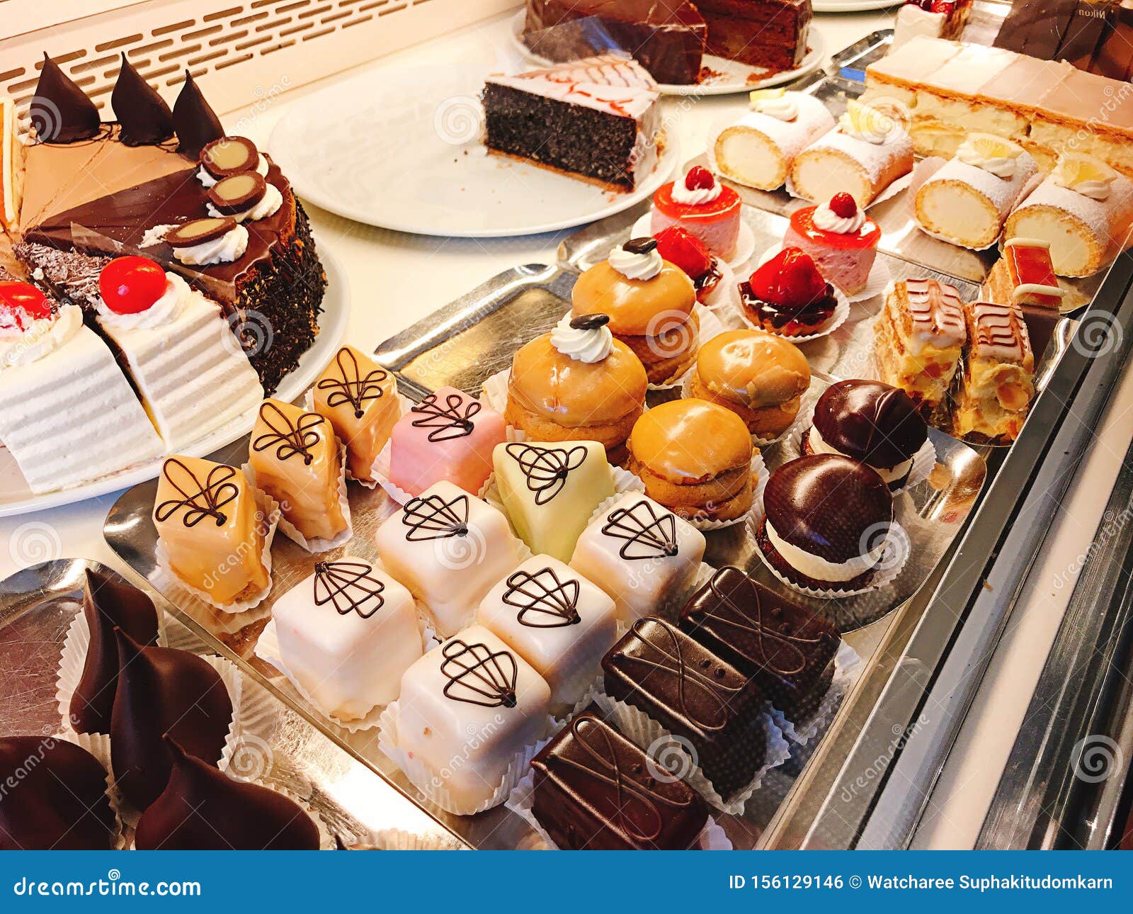 Colorful variety cake. stock photo. Image of cakes, bakery - 156129146