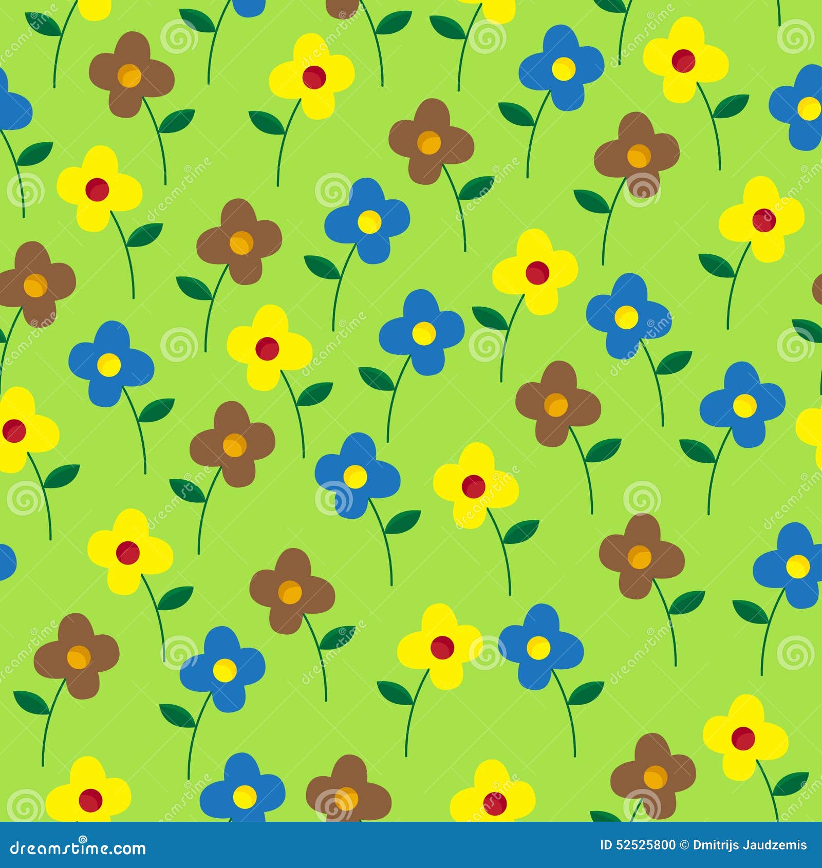 Cute Colorful Vector Flowers Seamless Pattern Stock Vector ...