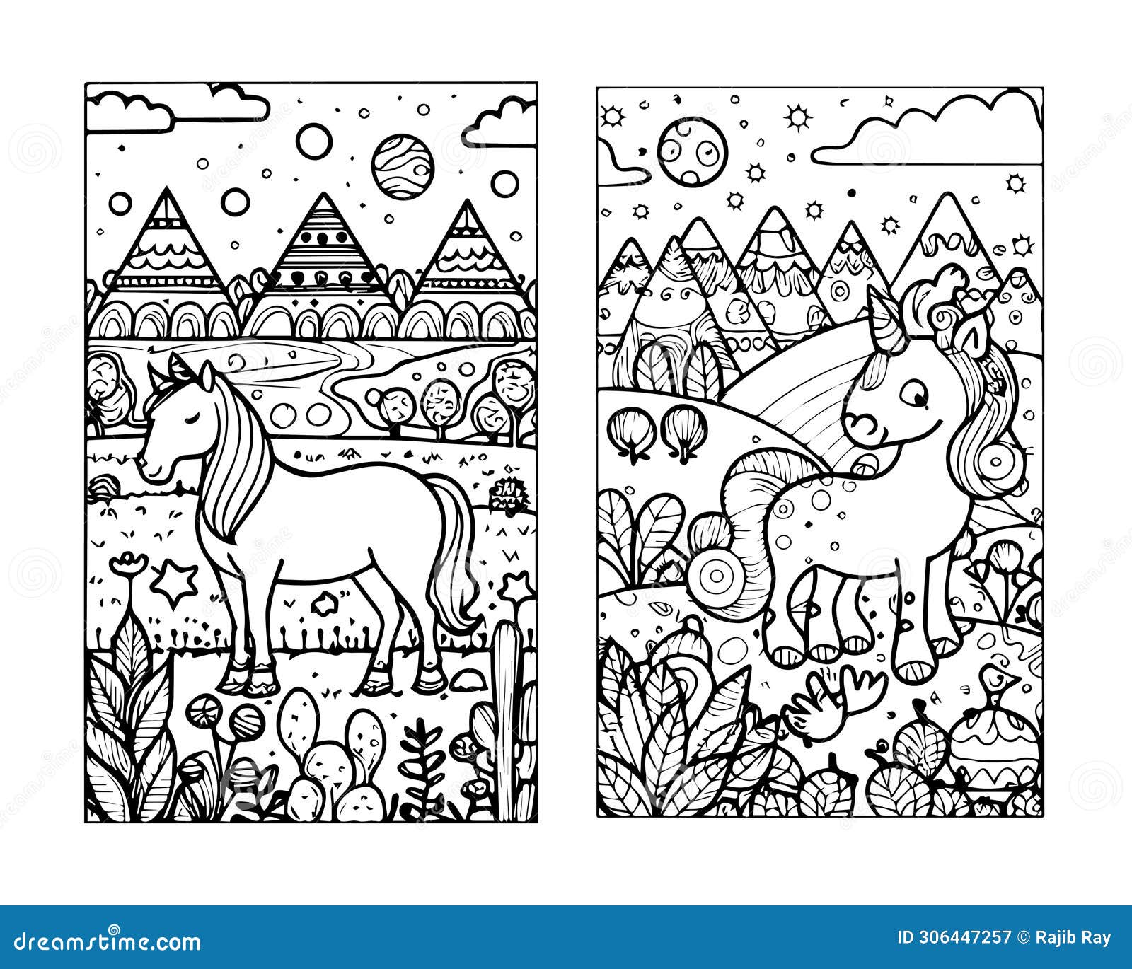 Cute Coloring Book Design for Coloring Page Stock Illustration ...