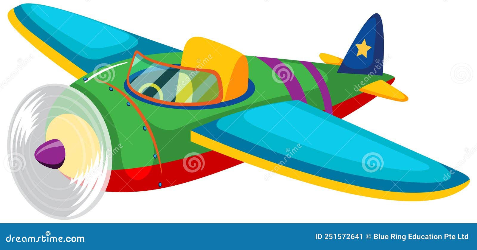 Cute Colourful Airplane on White Background Stock Vector - Illustration ...