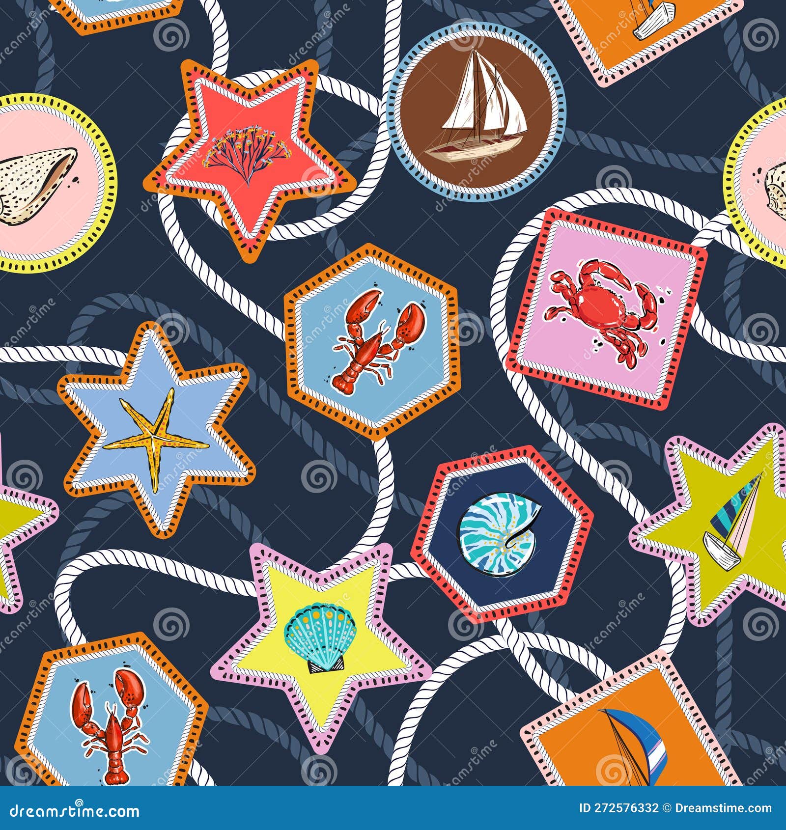 Cute and Colourful Summer Seamless Pattern Vacation Moment with Hand ...