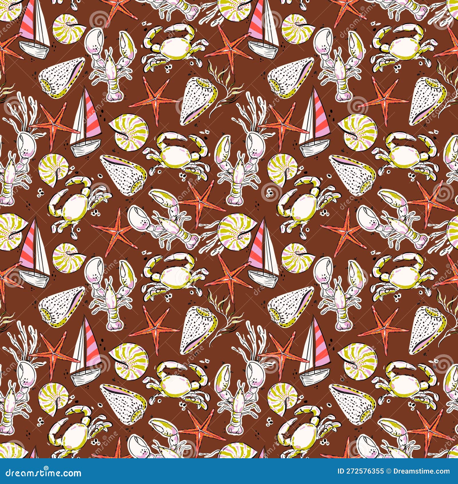 Cute and Colourful Summer Seamless Pattern Vacation Moment with Hand ...